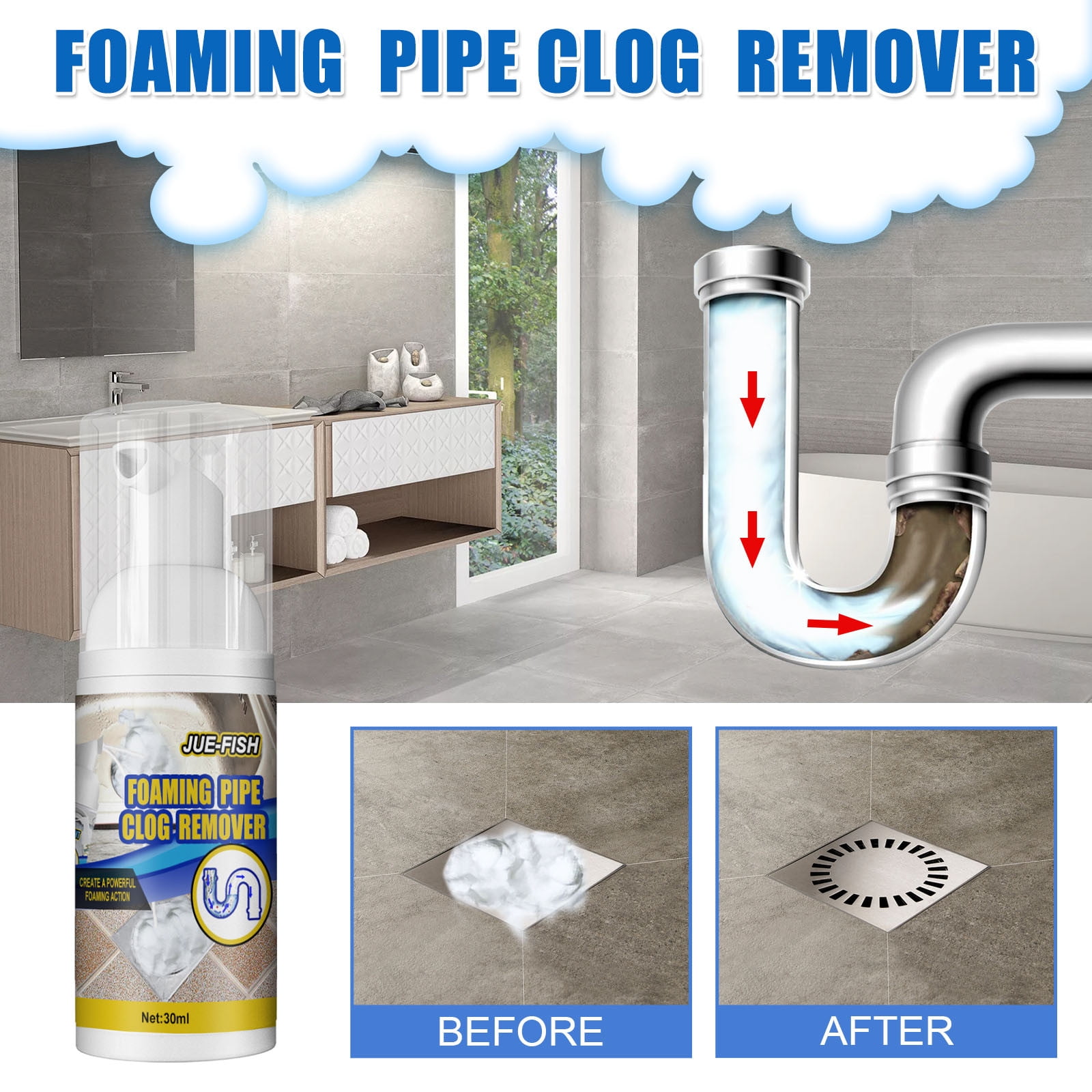 Dengmore Home Duct Foam Dredge,Toilet Clog Remove Rpipe Cleaner Solve ...