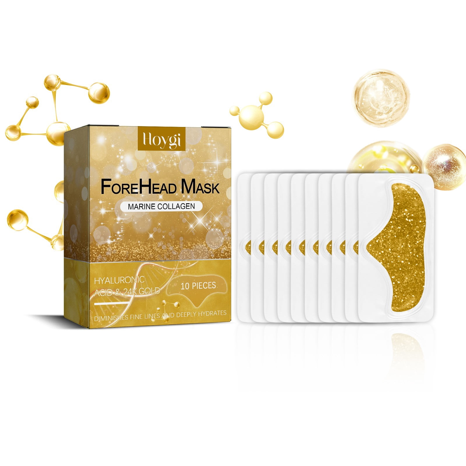 Dengmore Hydrolyzed Collagen Forehead Mask 24K Gold Face Masks Skincare ...