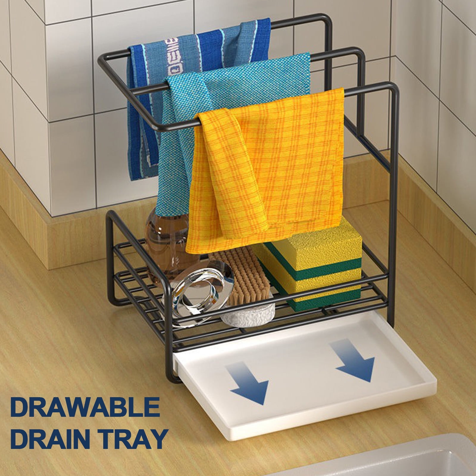 Dengmore Kitchen Caddy Rack Dishcloth Drying Storage Rack Kitchen Rag ...