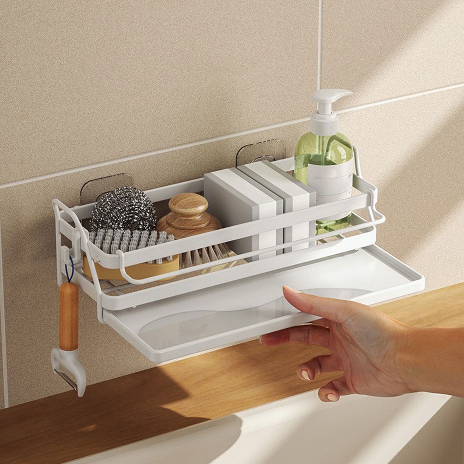 Dengmore Kitchen Caddy Rack Sink Storage Rack Draining Kitchen Storage ...