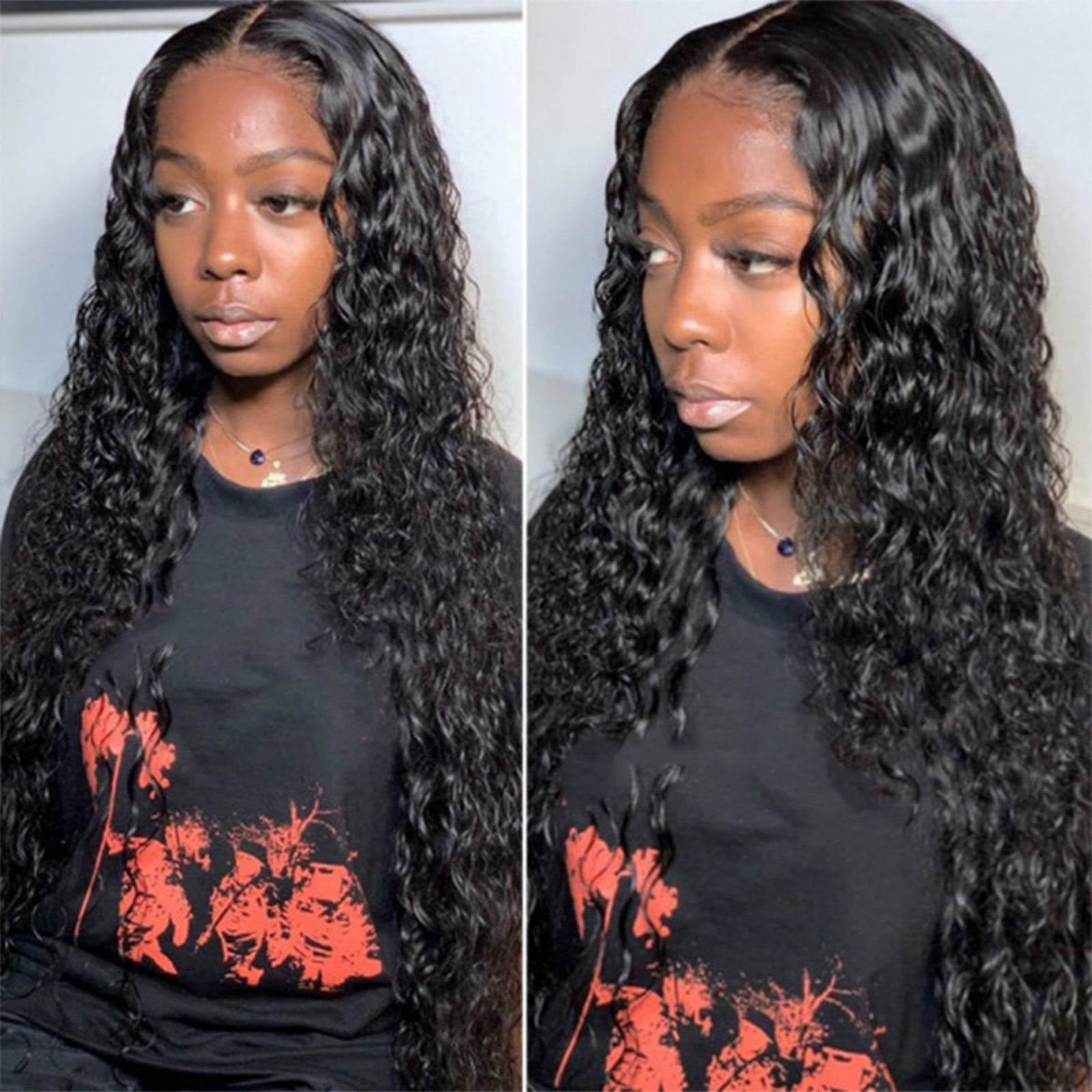 Dengmore Long Roll Curly Hair Middle Score Wig Natural Wig - 26.77 Inch ...