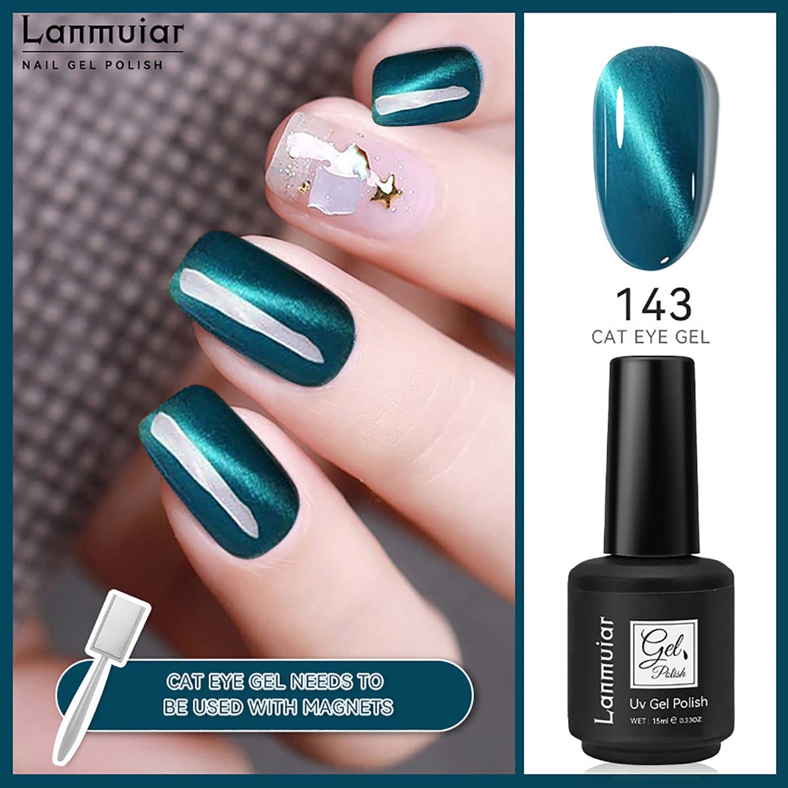 Dengmore Magnetic Cat Eye Sealant Nail Glue for Three Dimensional ...