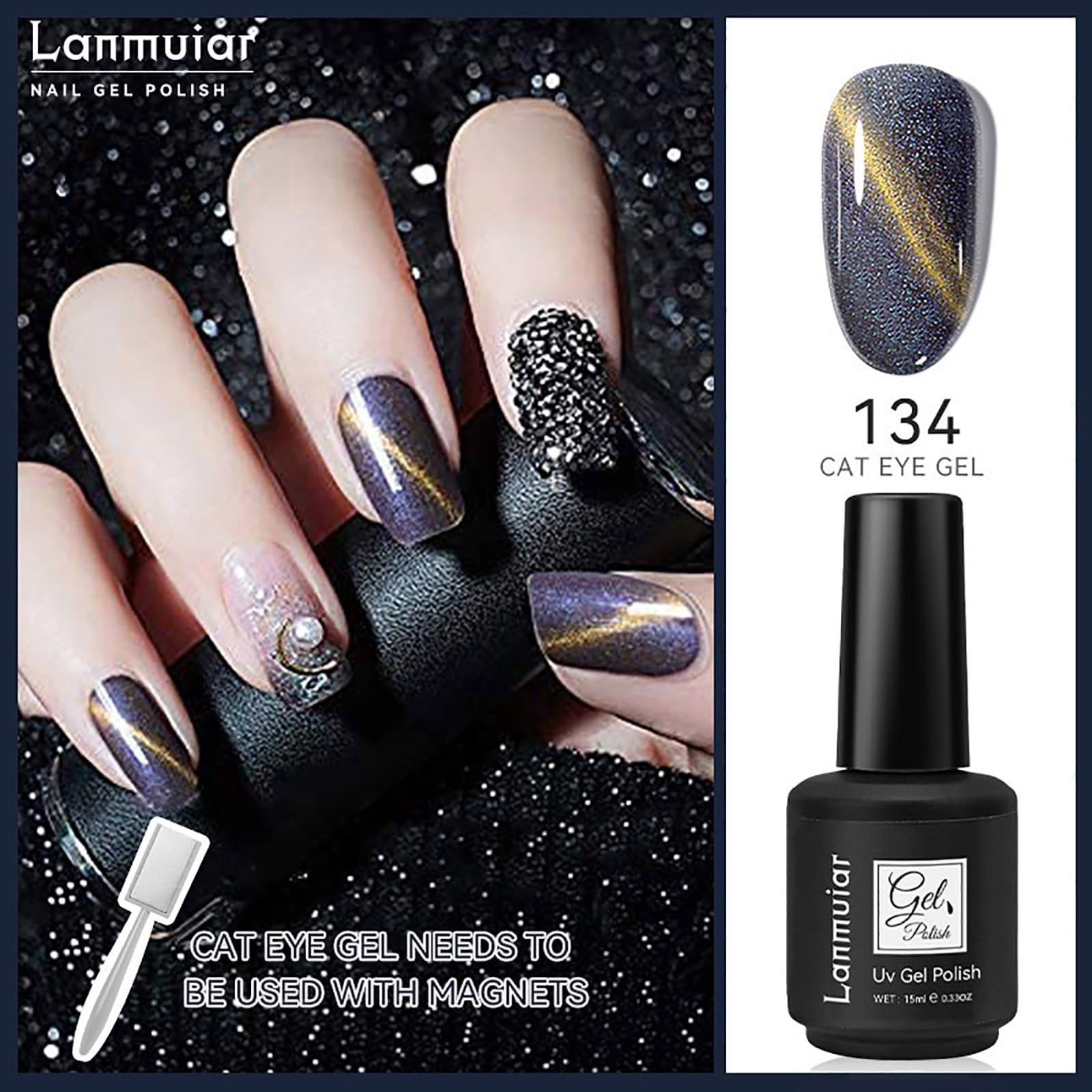 Dengmore Magnetic Cat Eye Sealant Nail Glue for Three Dimensional ...