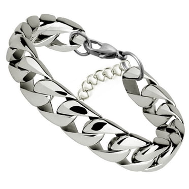 "Hermah Men's Boys Curb Cuban Chain Bracelet, Stainless Steel, Width ...