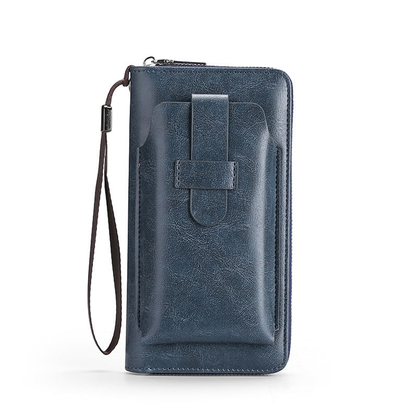 Dengmore Mini Pouch Large Capacity Long Men's Leather Zippered Thin ...