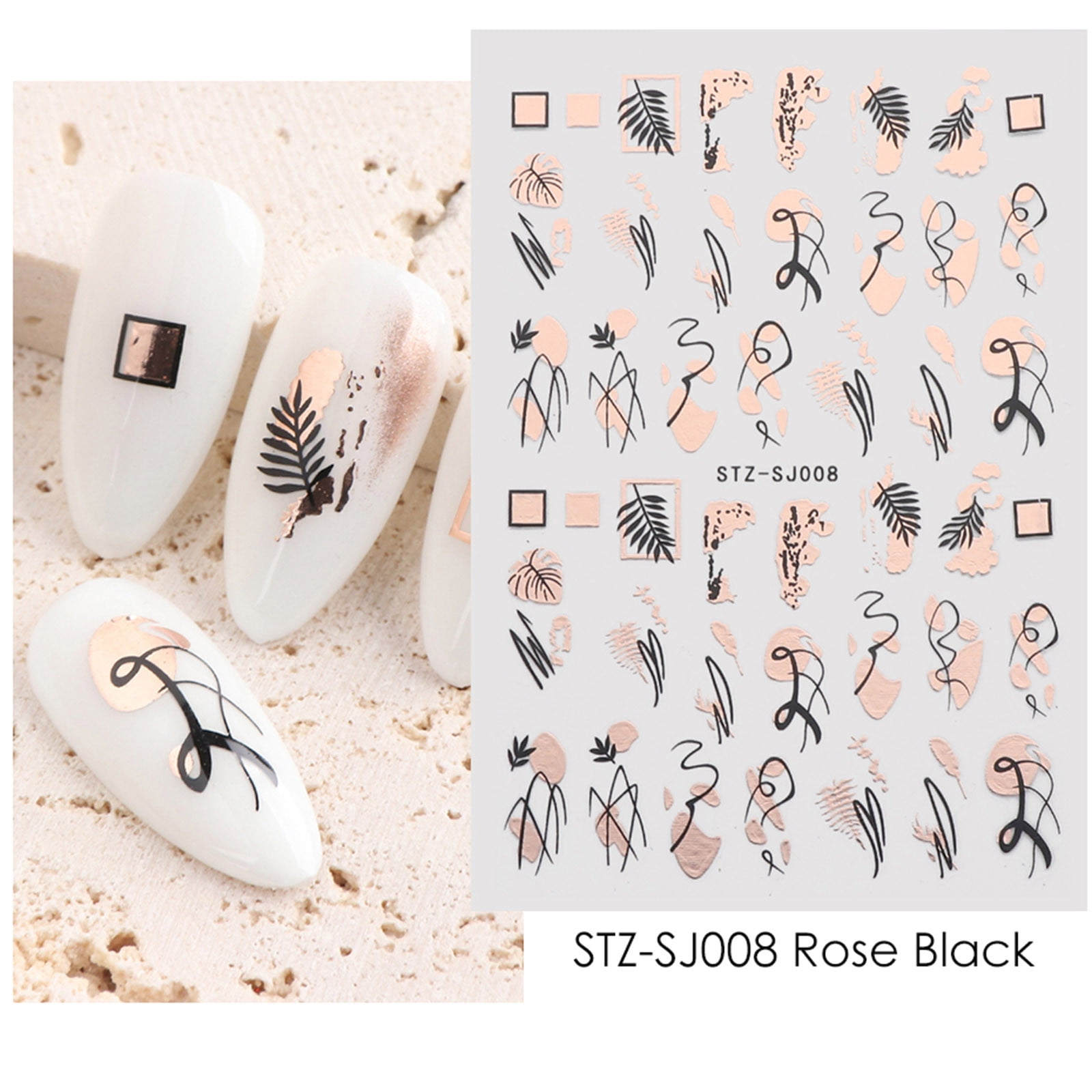 Dengmore Nail Art Polish Stickers Strap Gilding Leopard Print Gold ...