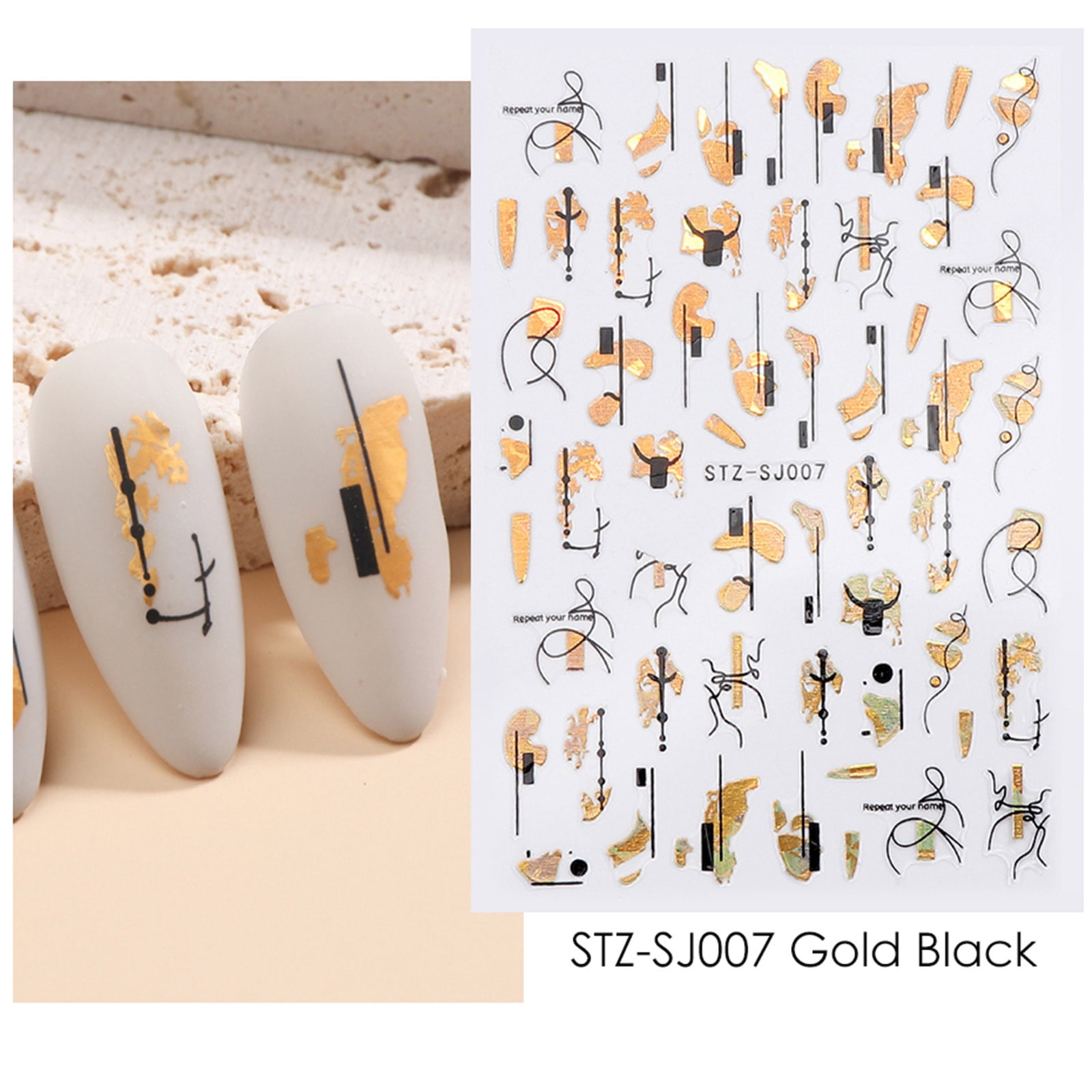 Dengmore Nail Art Polish Stickers Strap Gilding Leopard Print Gold ...