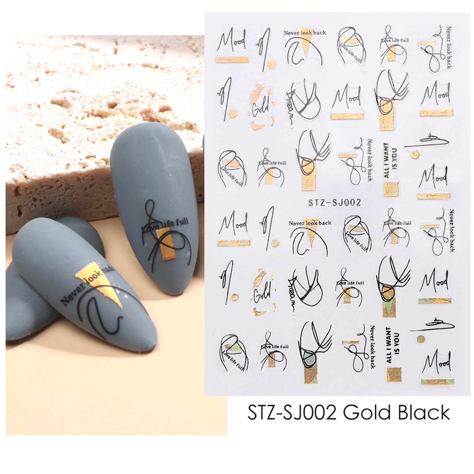 Dengmore Nail Art Polish Stickers Strap Gilding Leopard Print Gold ...