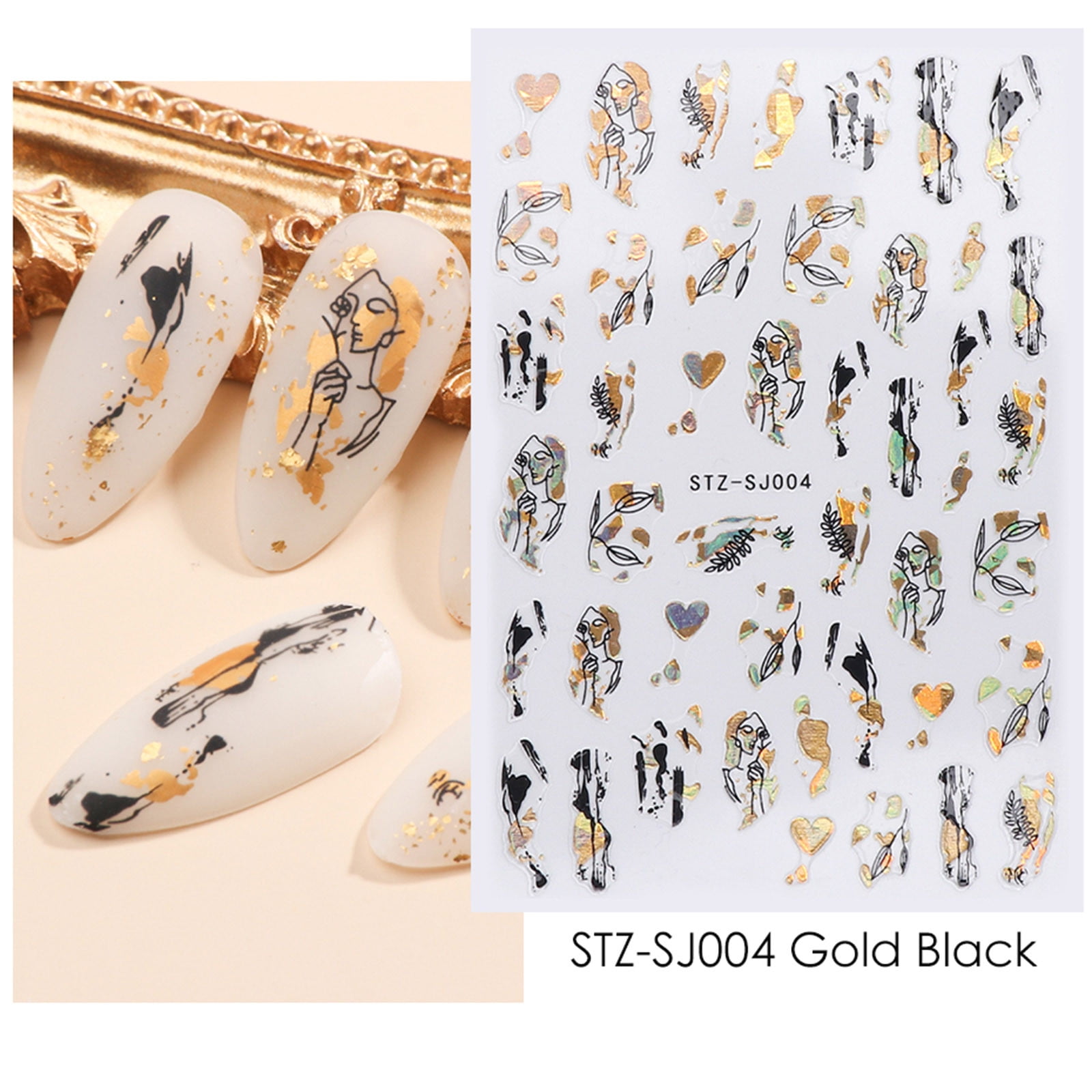 Dengmore Nail Art Polish Stickers Strap Gilding Leopard Print Gold ...