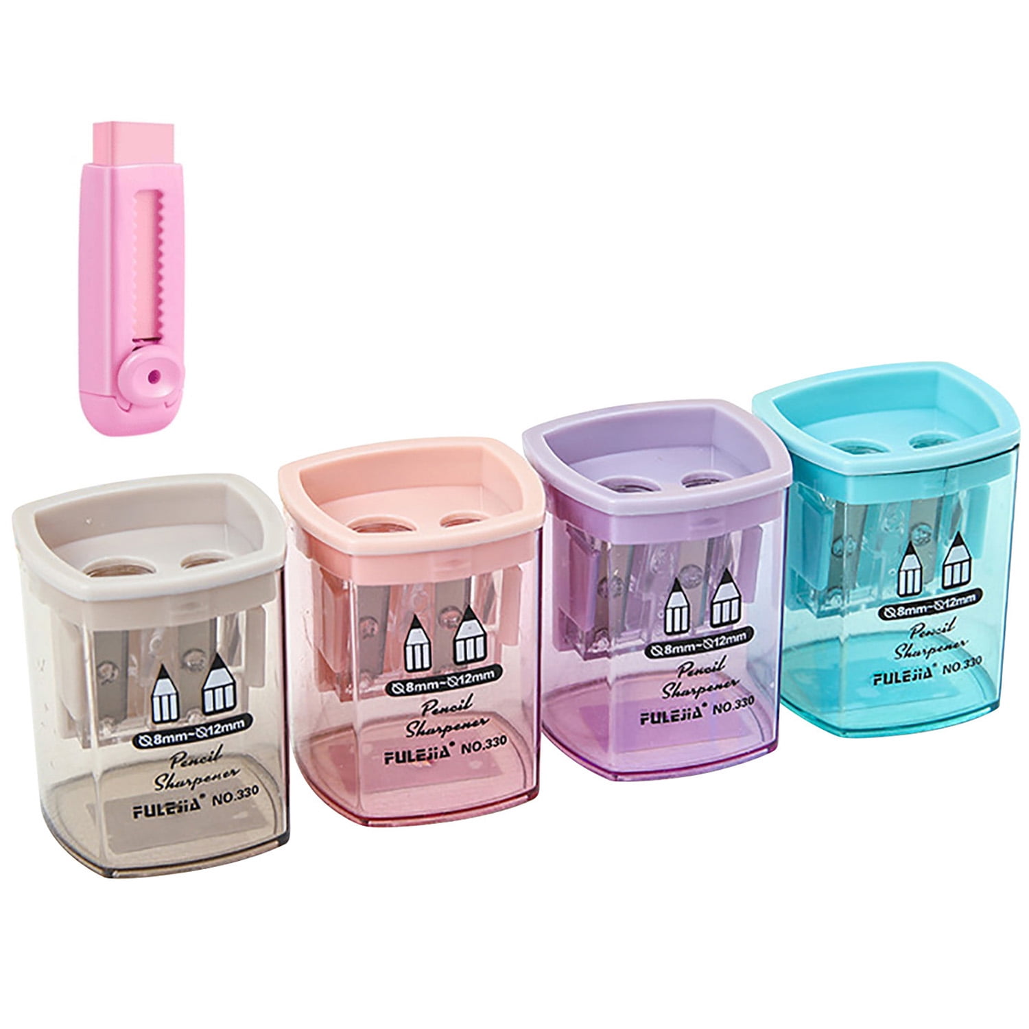 Dengmore 4 Pcs Manual Pencil Sharpeners with 1 Free Eraser, Compact ...