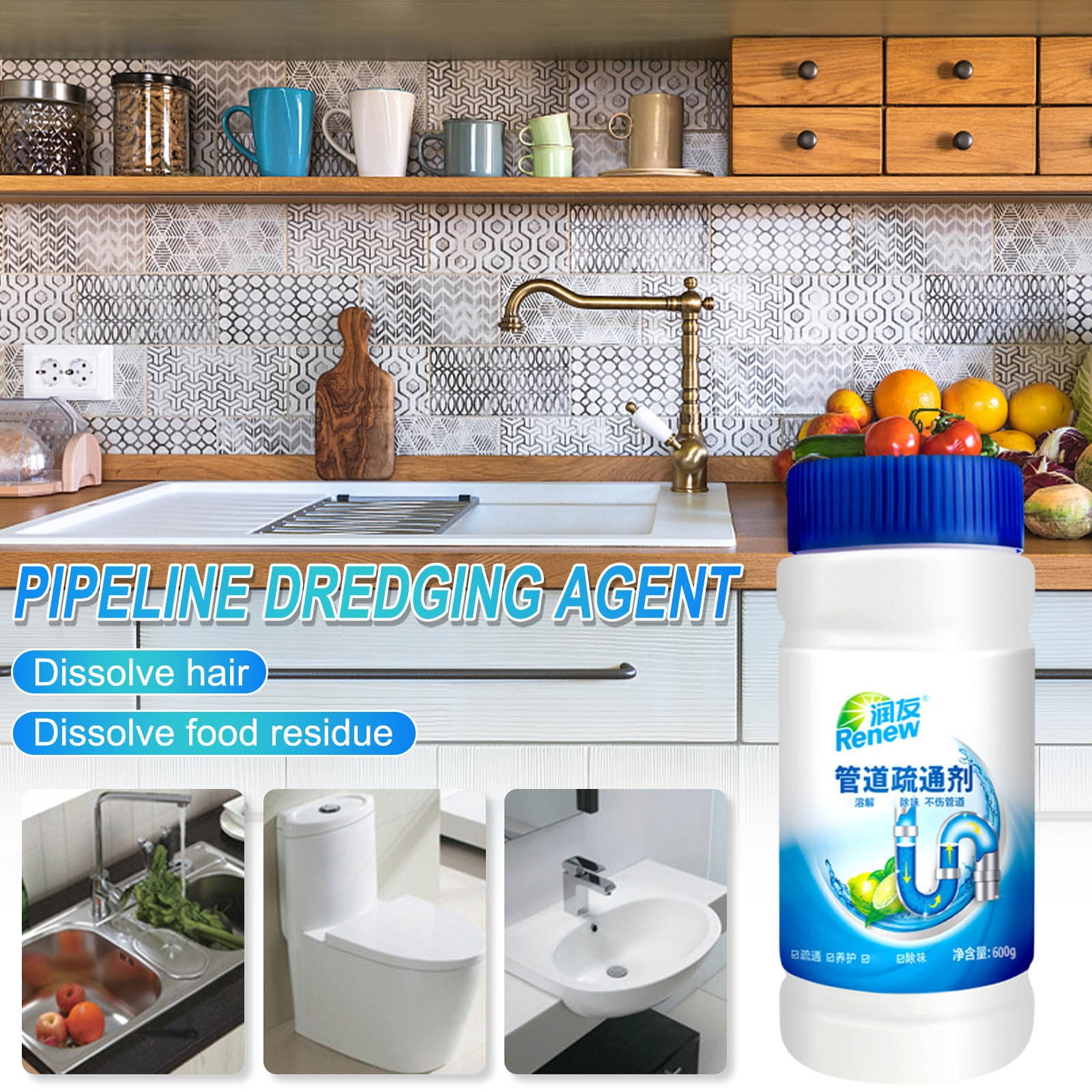 FFENYAN Pipe Dredge Powerful Sink Bubble s Fast Foaming Pipe Cleaner ...