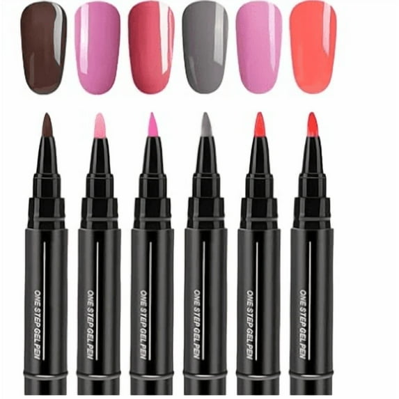 Dengmore Portable 3-in-1 Nail Gel Pen Set with 6 High Pigment Colors ...