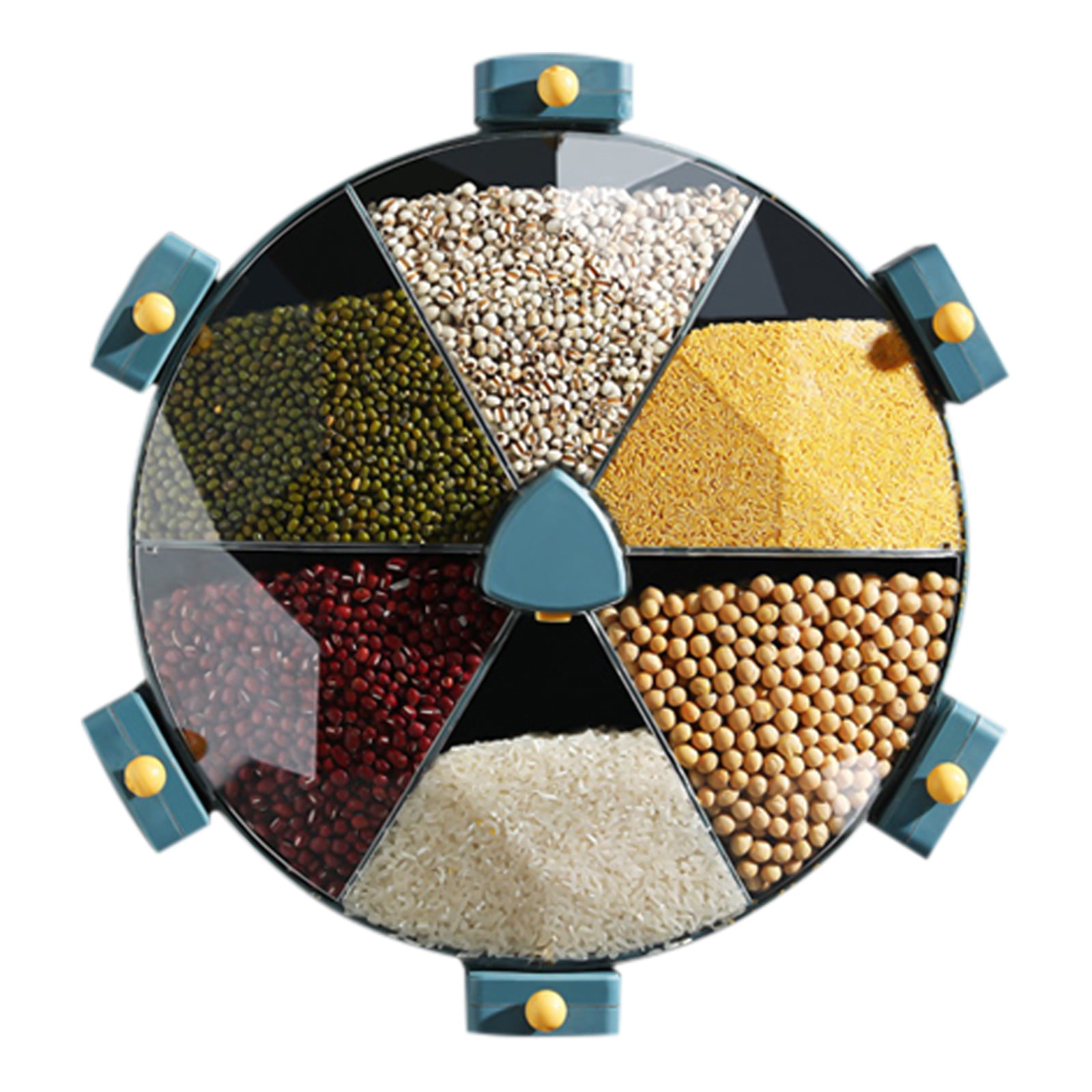 Dengmore Rice Container Rice Dispenser 6 Grids Grain Dispenser Rotating ...