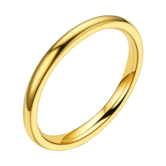 Dengmore Ring Gold 2mm Titanium Wedding Band Thumb Ring/Toe Ring Plain ...