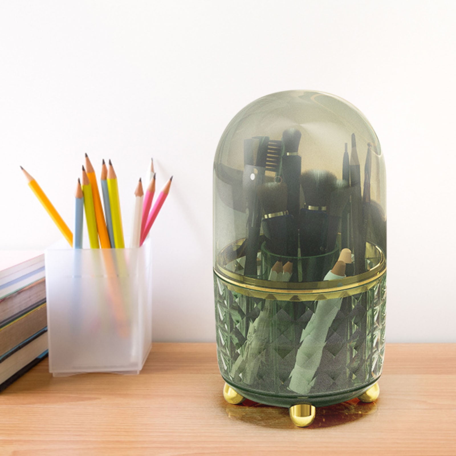 Dengmore Rotating Makeup Brush Storage Cylinder Desktop Cosmetic ...