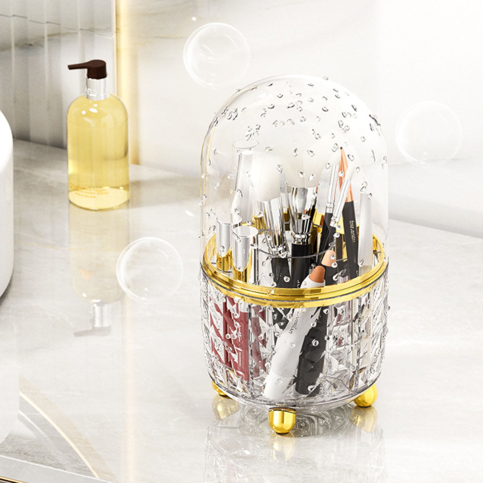 Dengmore Rotating Makeup Brush Storage Cylinder Desktop Cosmetic ...