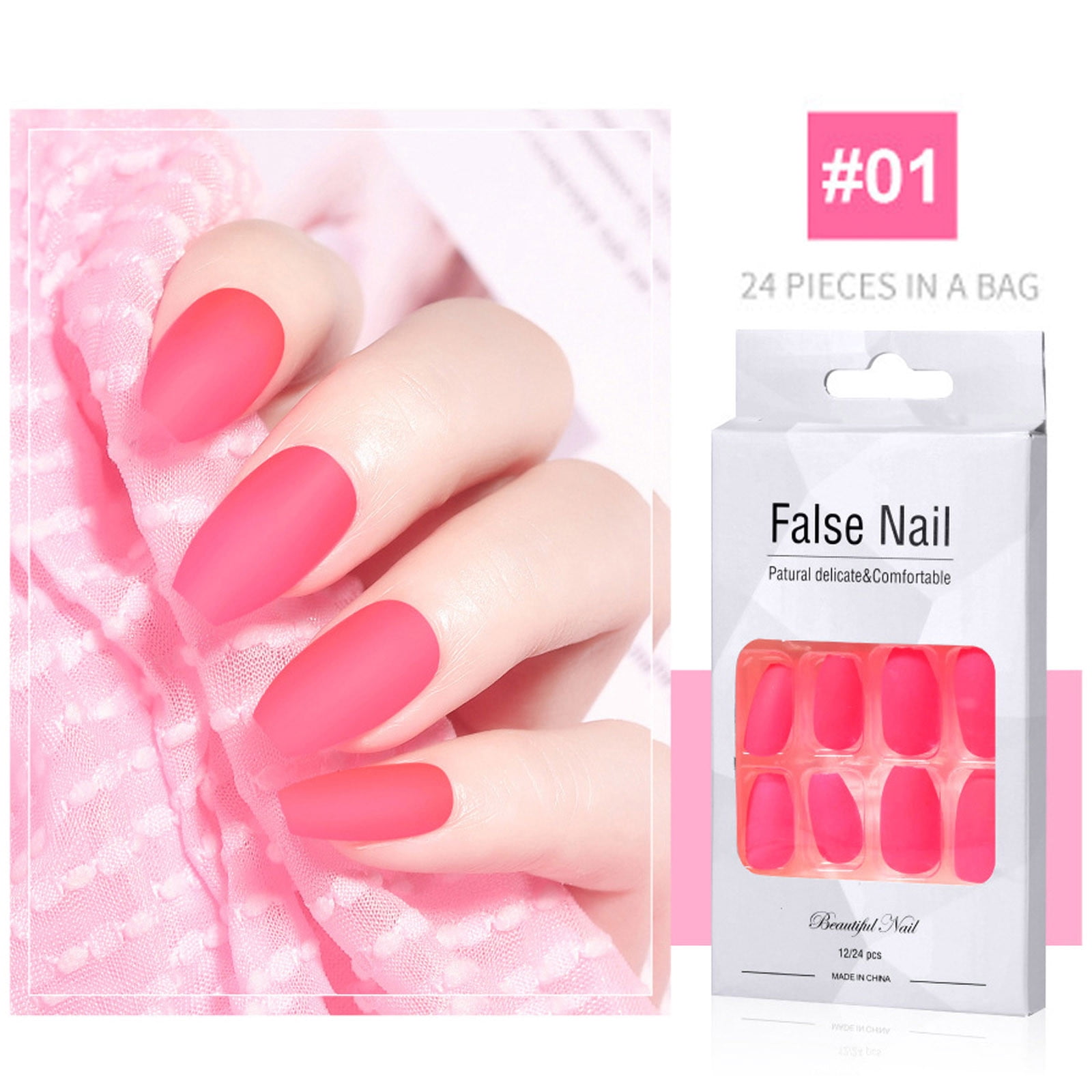 Dengmore Short Fluorescent Luminous Nail Patch Press On Nails Solid ...