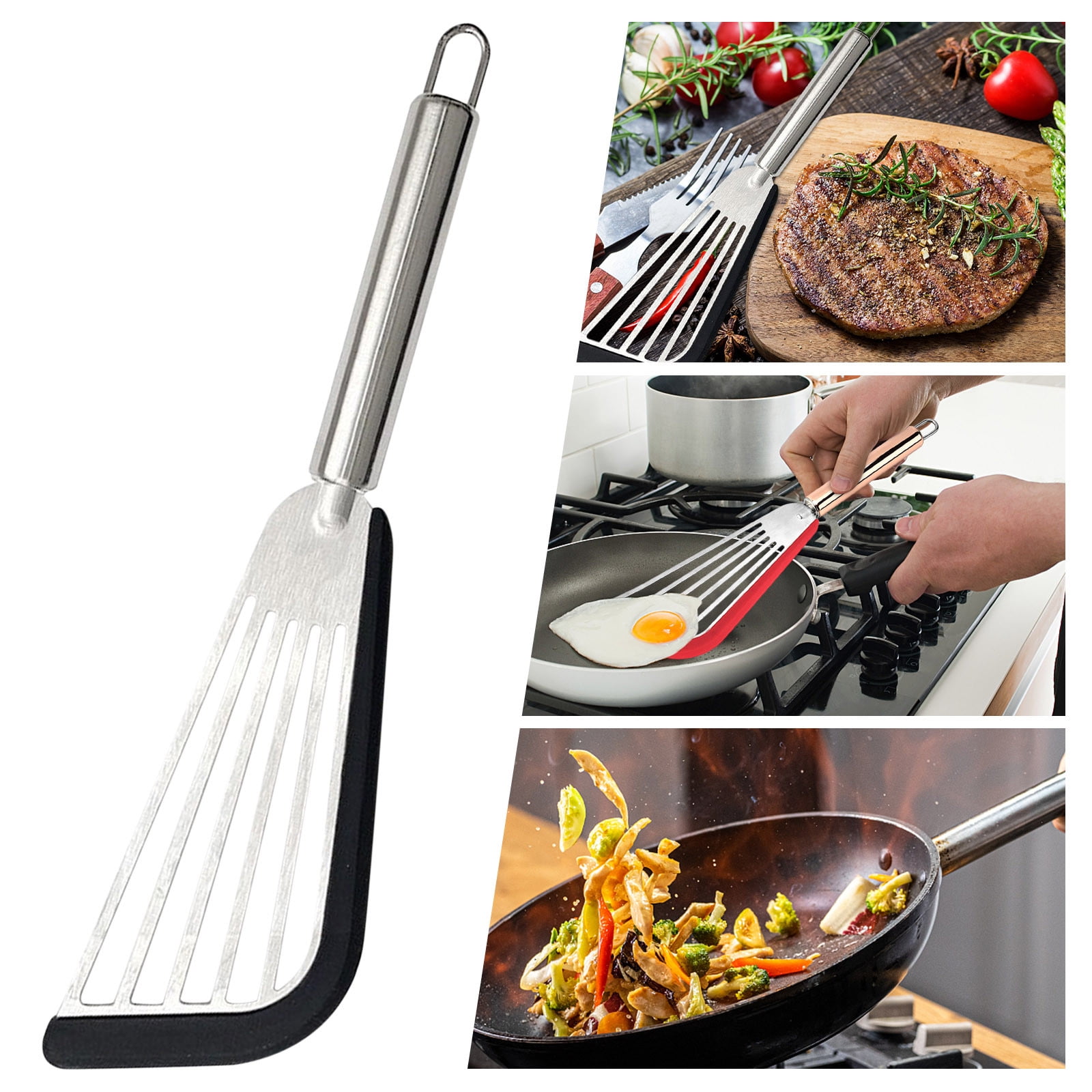 Dengmore Slotted Spatula Flexible Stainless Steel Spatula with Silicone ...