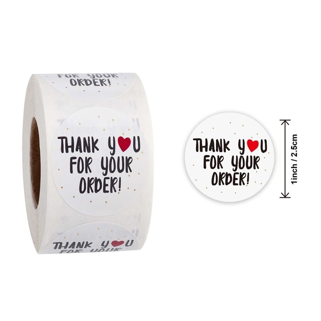 Dengmore Solid Wall Stickers 500 Pcs roll Round Thank You For Your ...