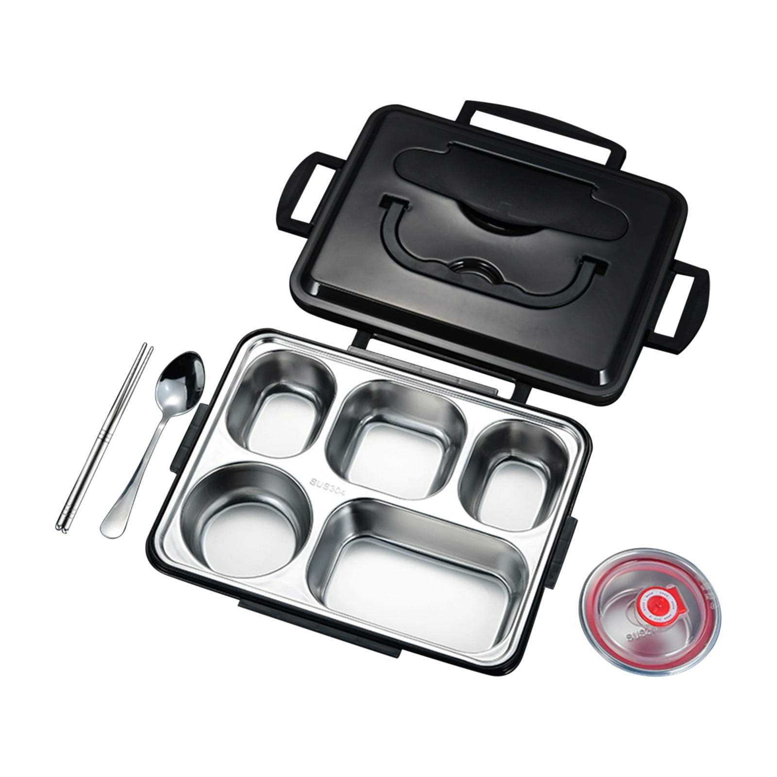 Dengmore Stainless Steel Compartmentalized Dinner with Lid Portable ...