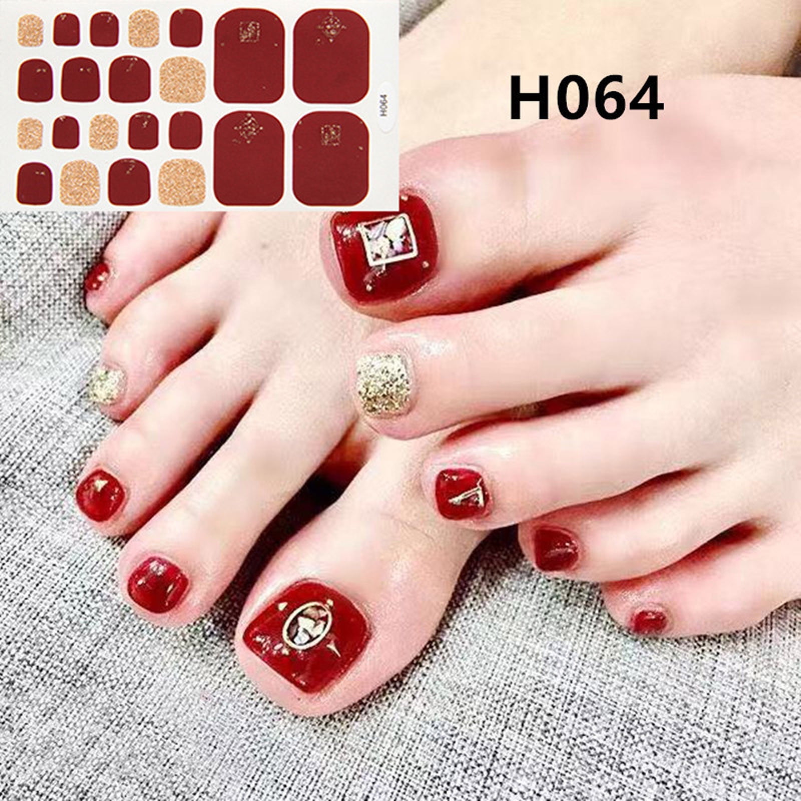 Dengmore Toe Nail Art Polish Stickers for Women Self-Adhesive Toenail ...
