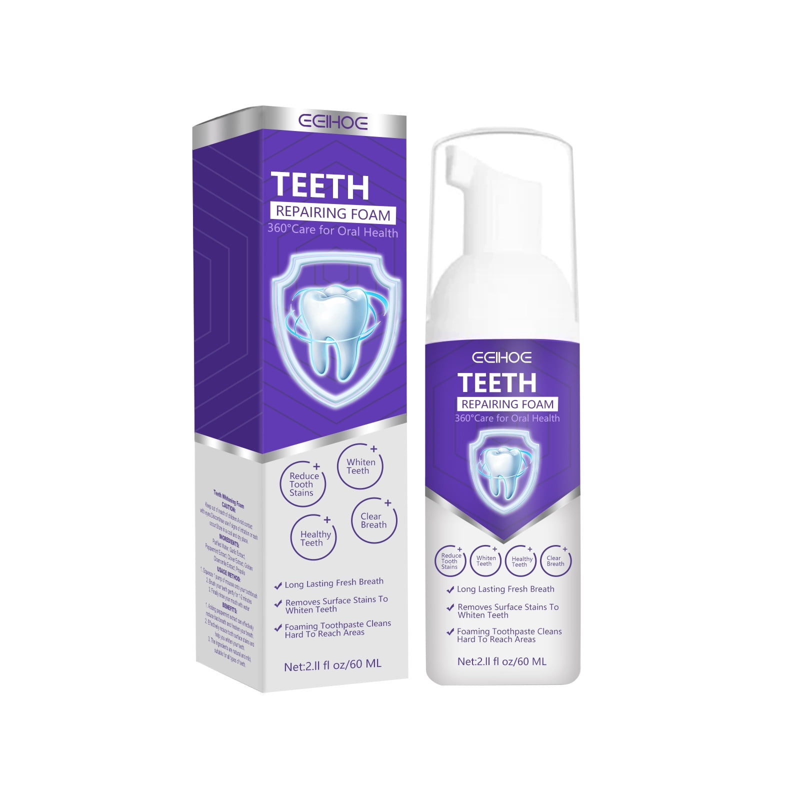 Dengmore Tooth Repairing Foam Purple Toothpaste Color Corrector, Tooth ...