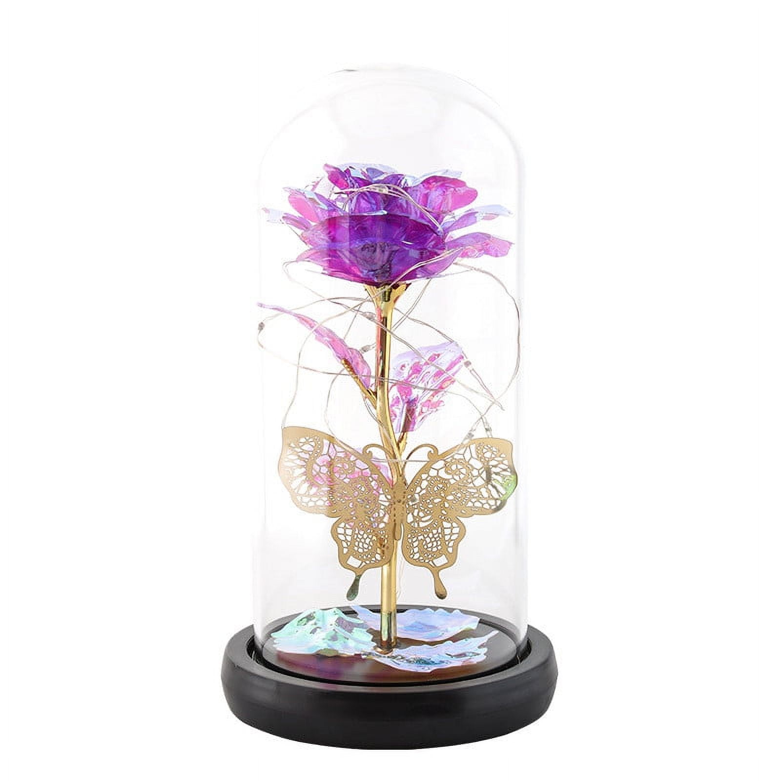 Dengmore Valentine's Day Artificial Galaxy Crystal Rose Flower LED ...