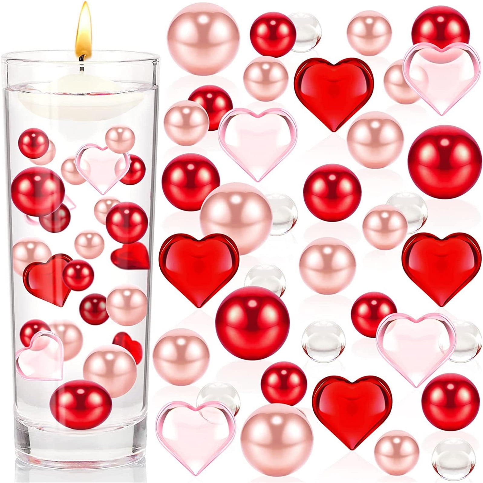 Dengmore Valentine's Day Vase Fillers with Pearls Bead Floating ...