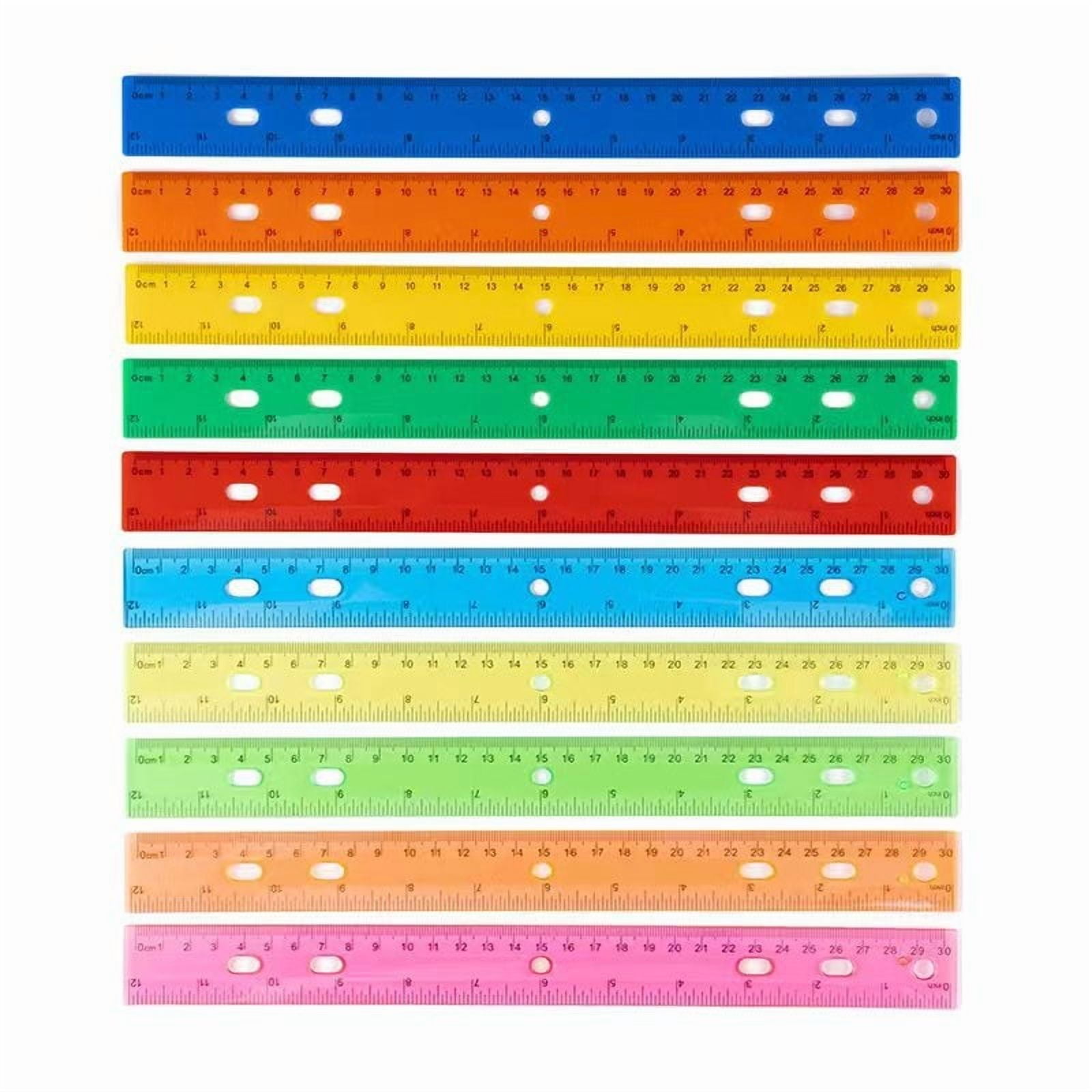 Denhf 2Pcs Colored Plastic Ruler, 12 Inch Solid Color Ruler with ...