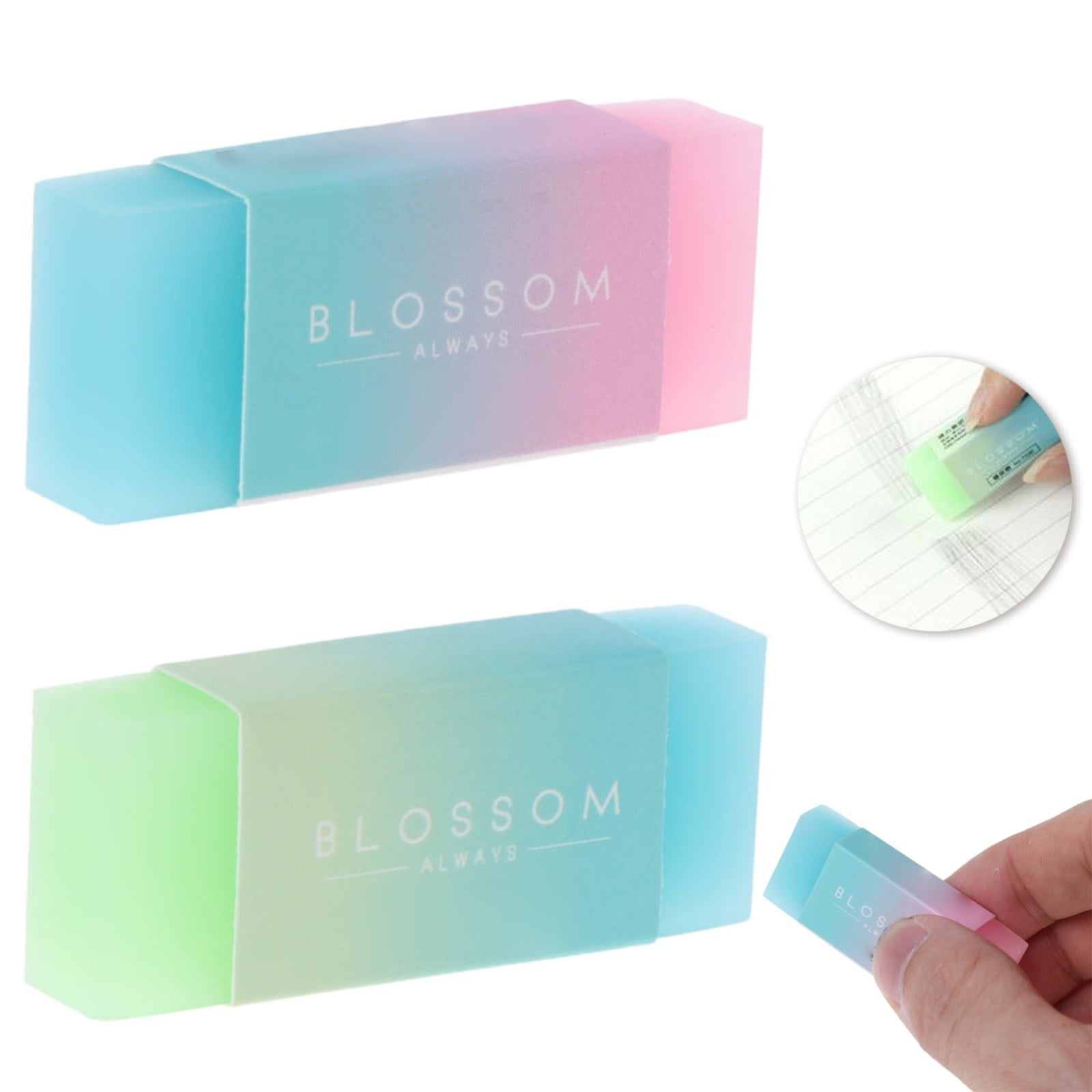 Denhf 2Pcs Jelly Color Erasers, Latex-Free Pencil Erasers, Soft Block ...