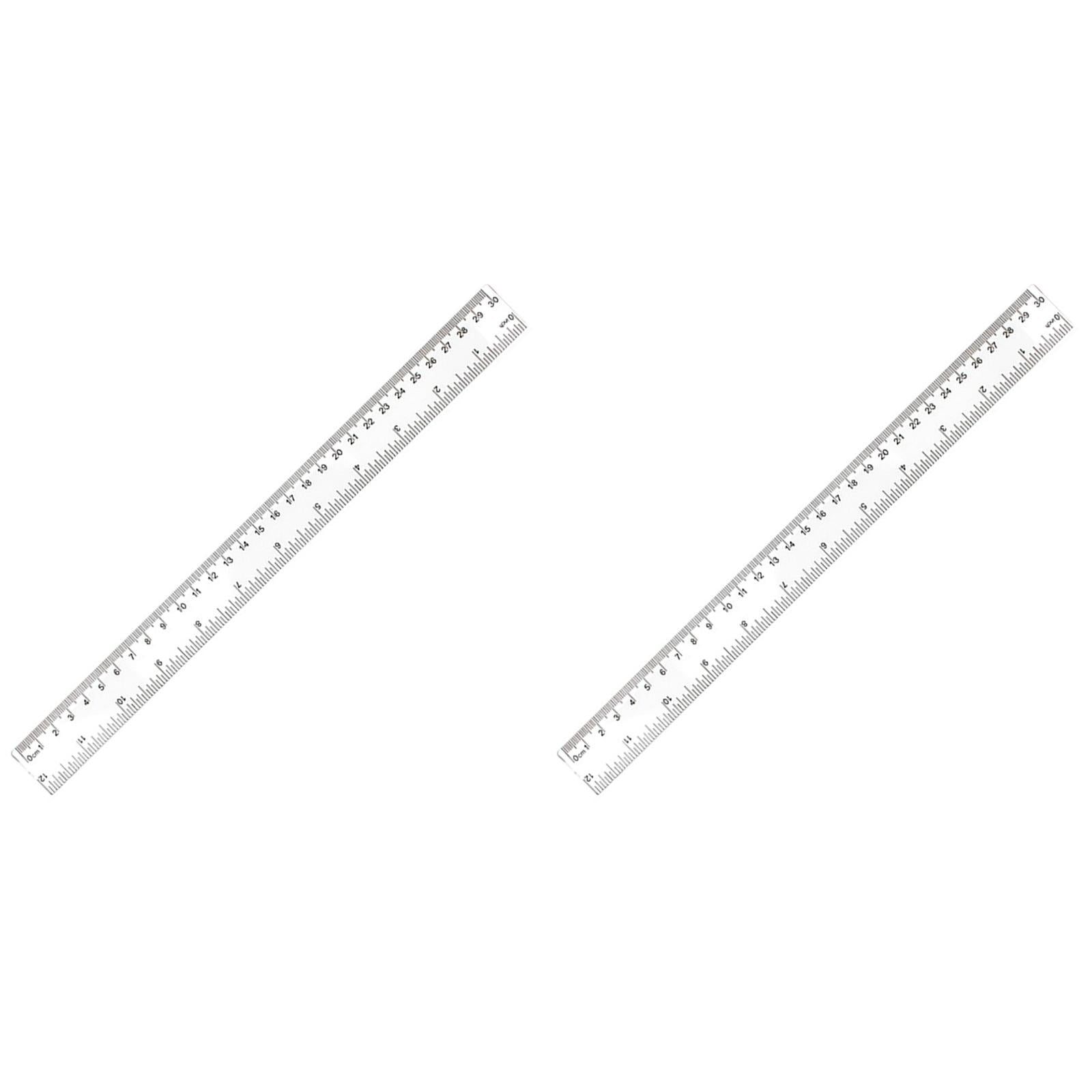 Denhf 2Pcs Plastic Ruler, 12 Inch Clear Ruler with Millimeter ...