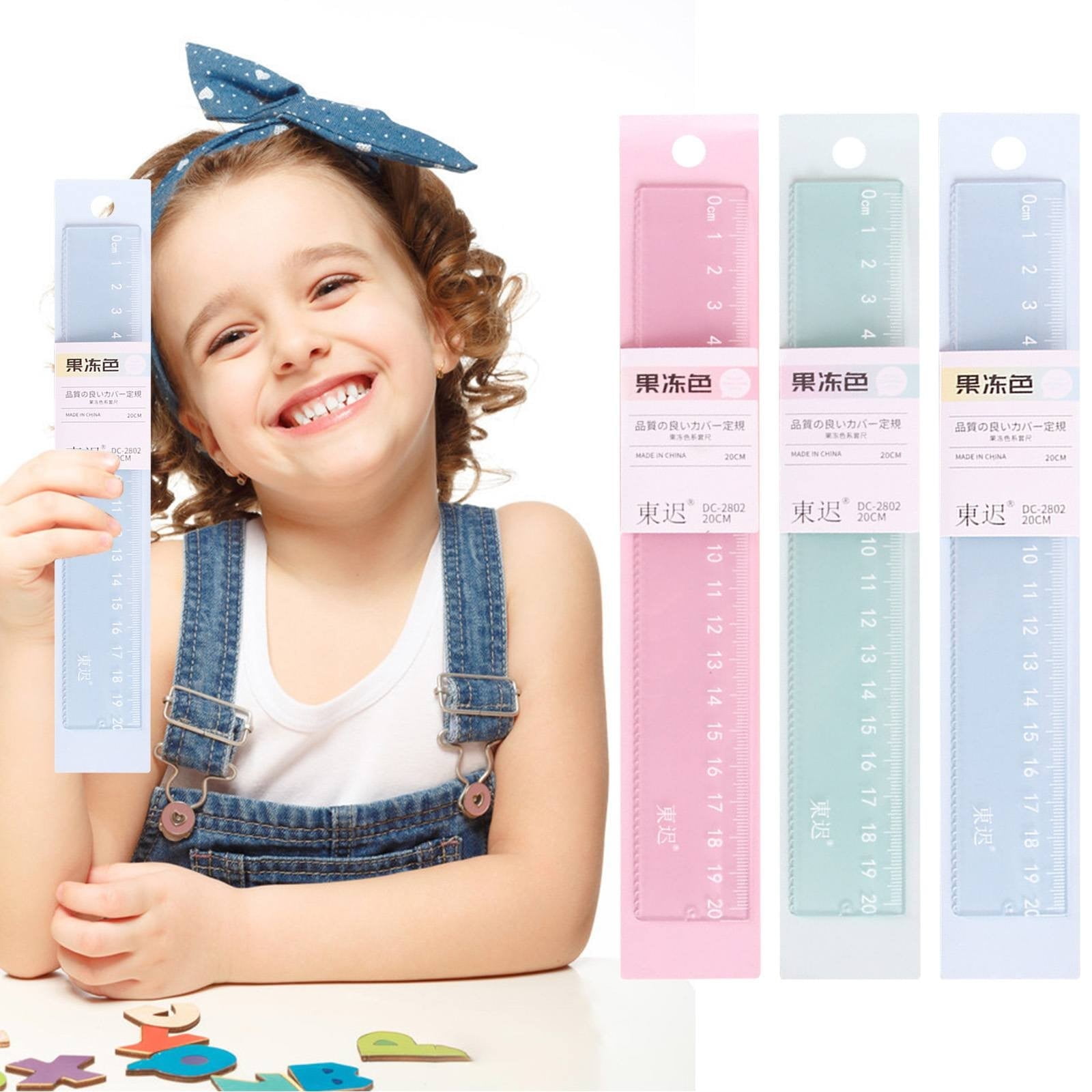 Denhf 3Pcs Creative Jelly Colored Clear Ruler, Plastic Rulers with ...