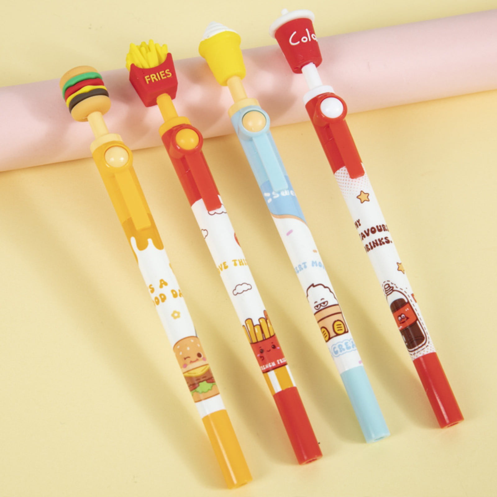 Denhf 4Pcs Cartoon Gel Pens, Cute Fun Food Black Ink Pens, Novelty ...