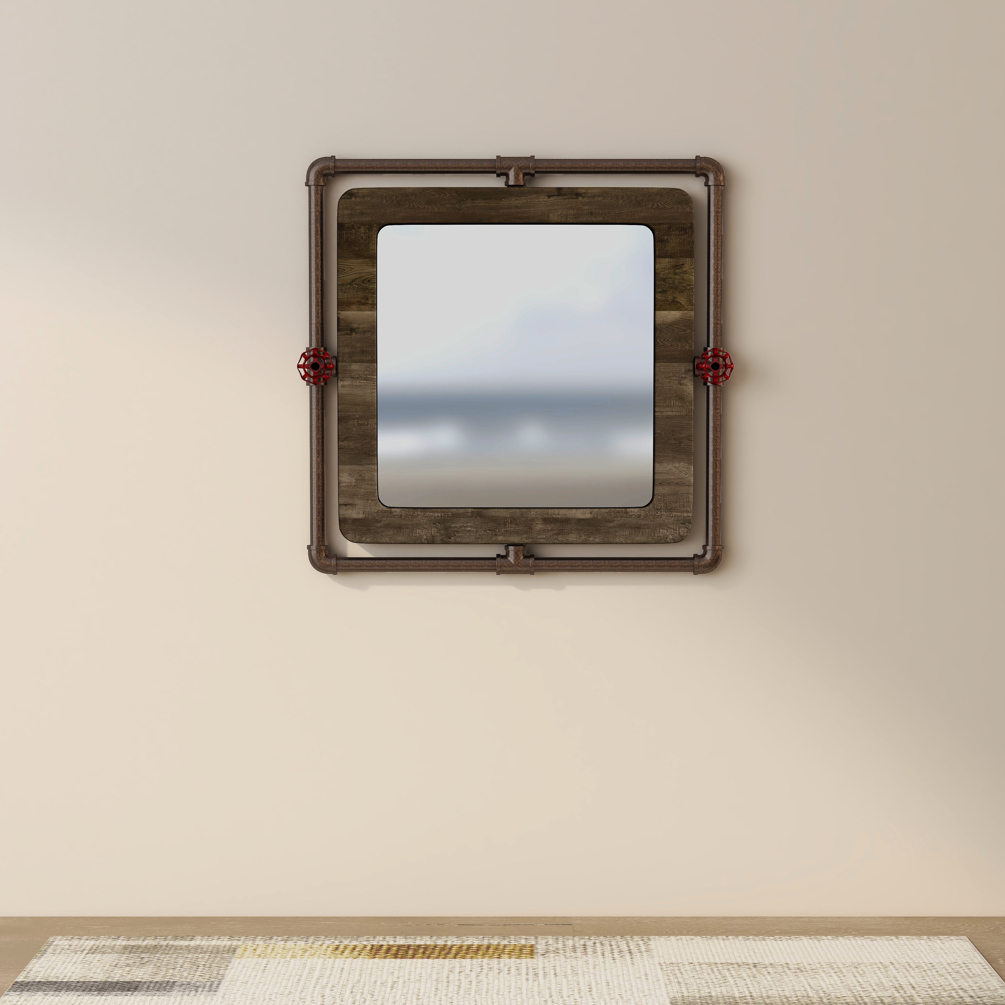 Denhour DH BASIC Industrial Pipe and Water Valve Accent Wall Mirror by ...
