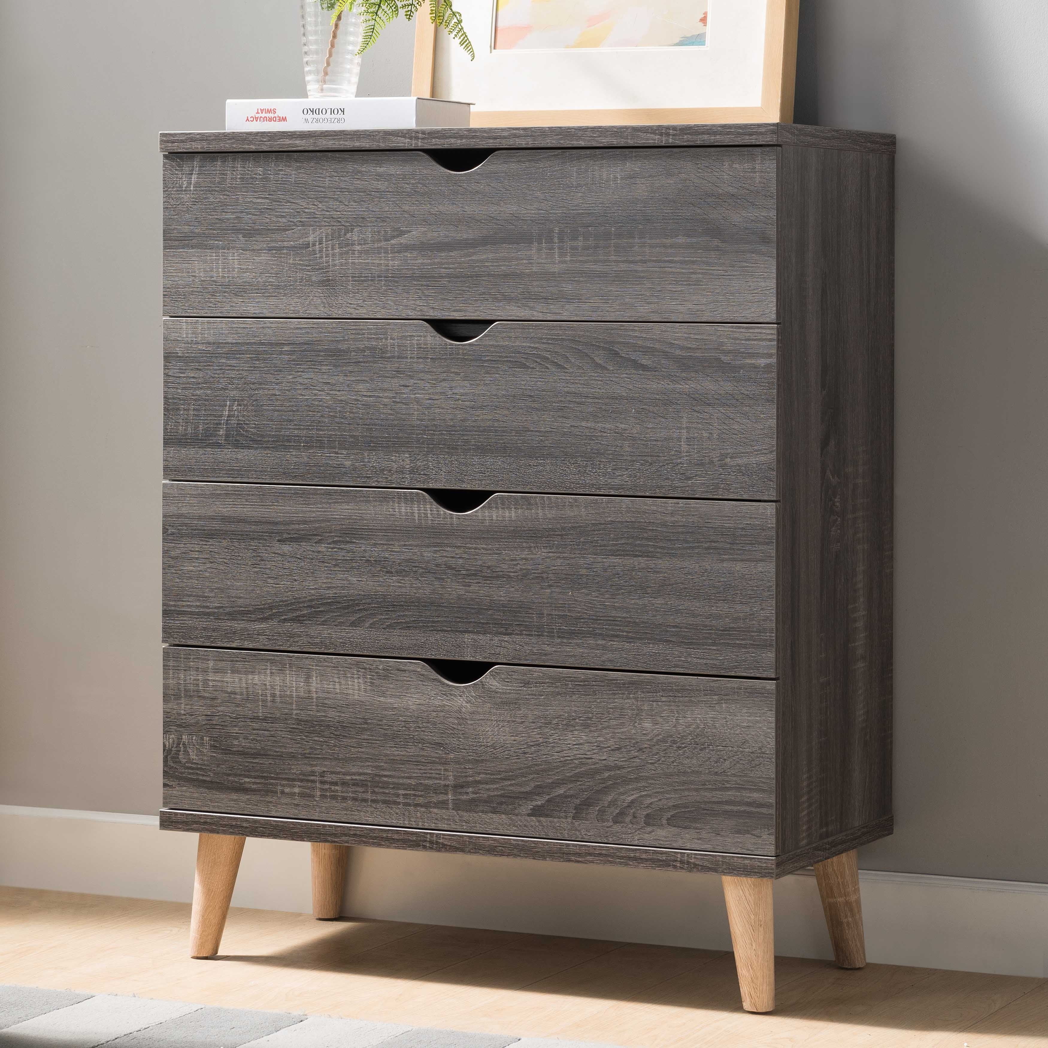 Denhour DH BASIC Mid-Century Modern Distressed Grey 31-inch Wide 4 ...
