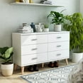 Denhour DH BASIC Mid-Century Modern White 47-inch Wide 6-Drawer Dresser ...