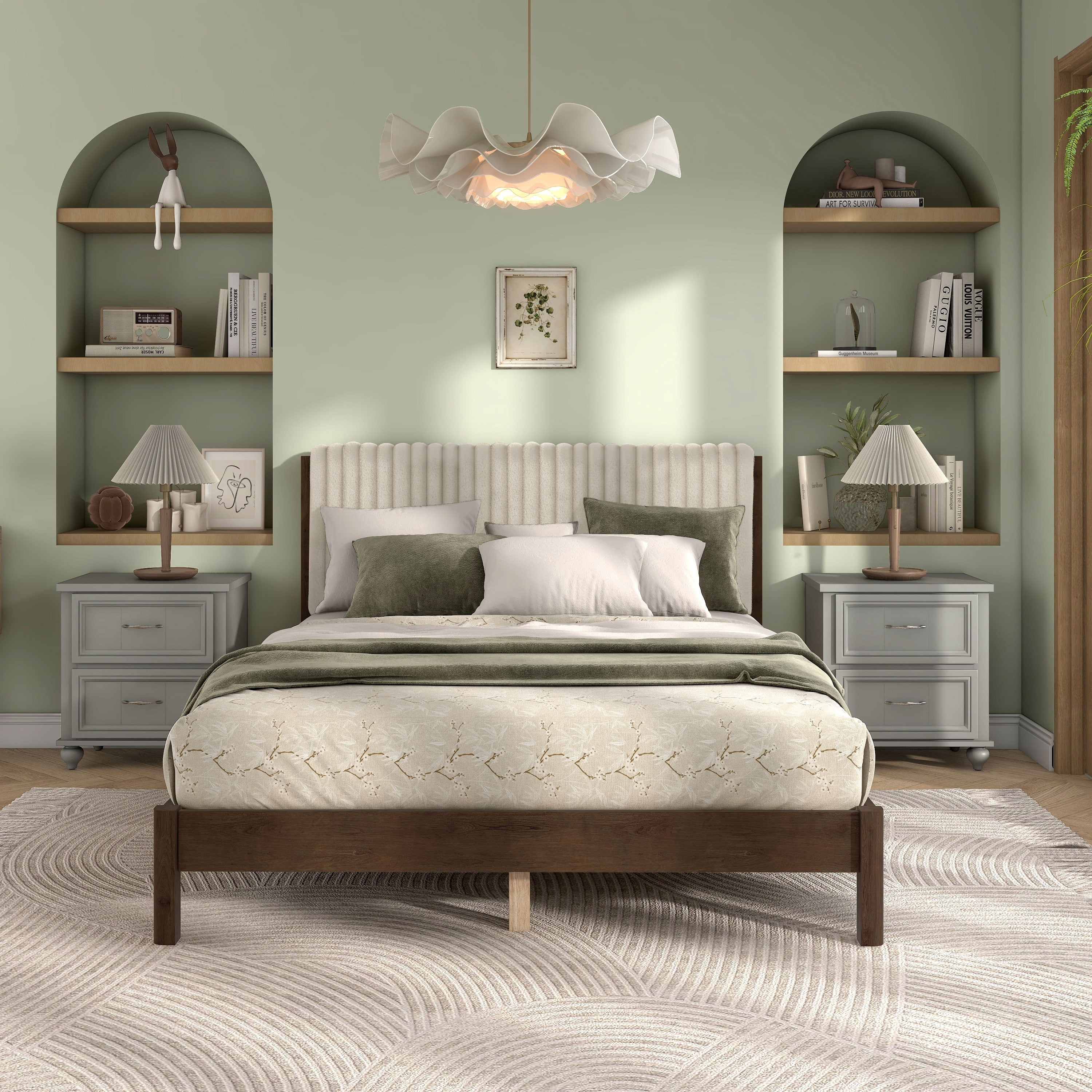 Denhour DH BASIC Modern Channel Tufted Upholstered Queen Platform Bed ...