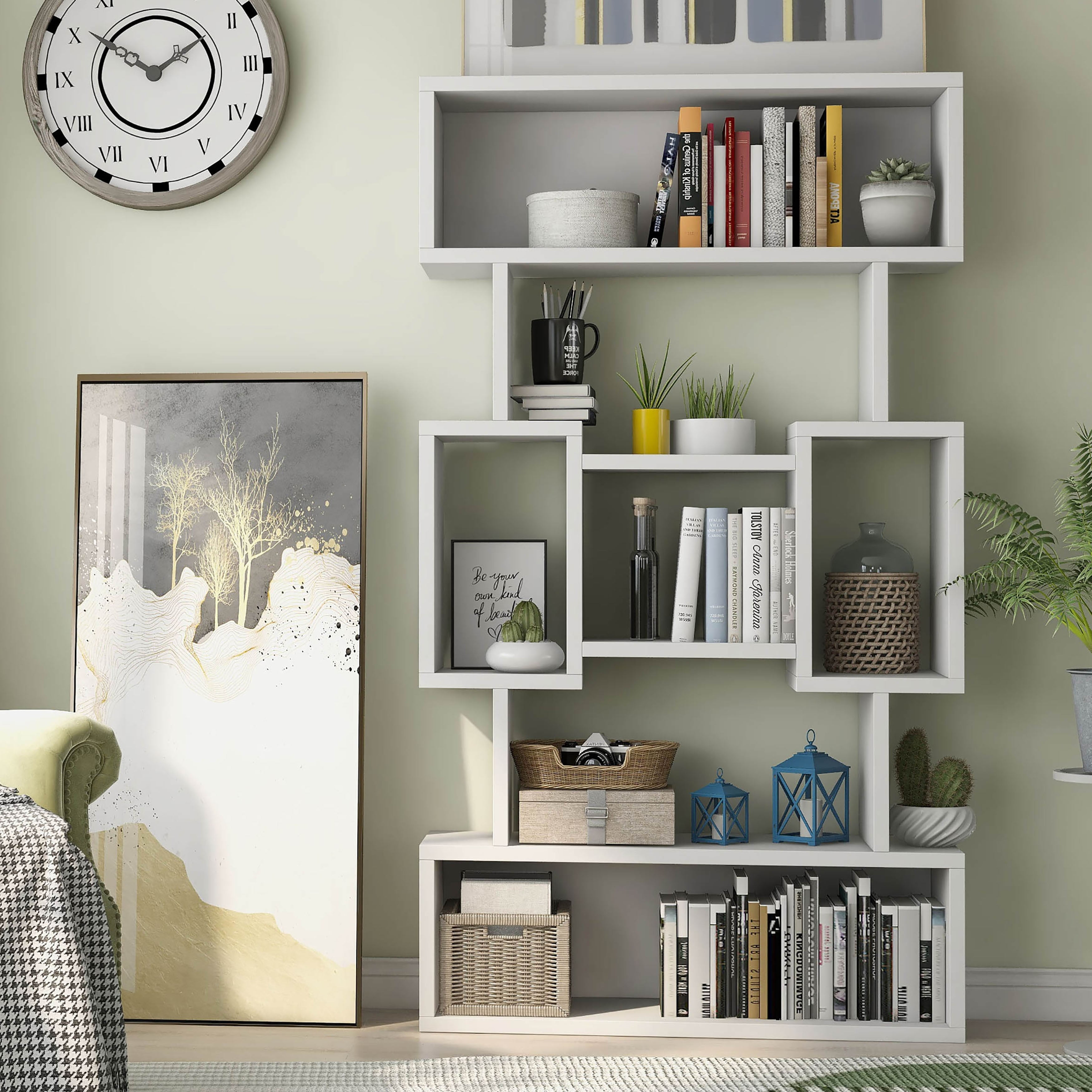 Denhour DH BASIC Modern Open Bookcase Display Shelf by White - Walmart.com