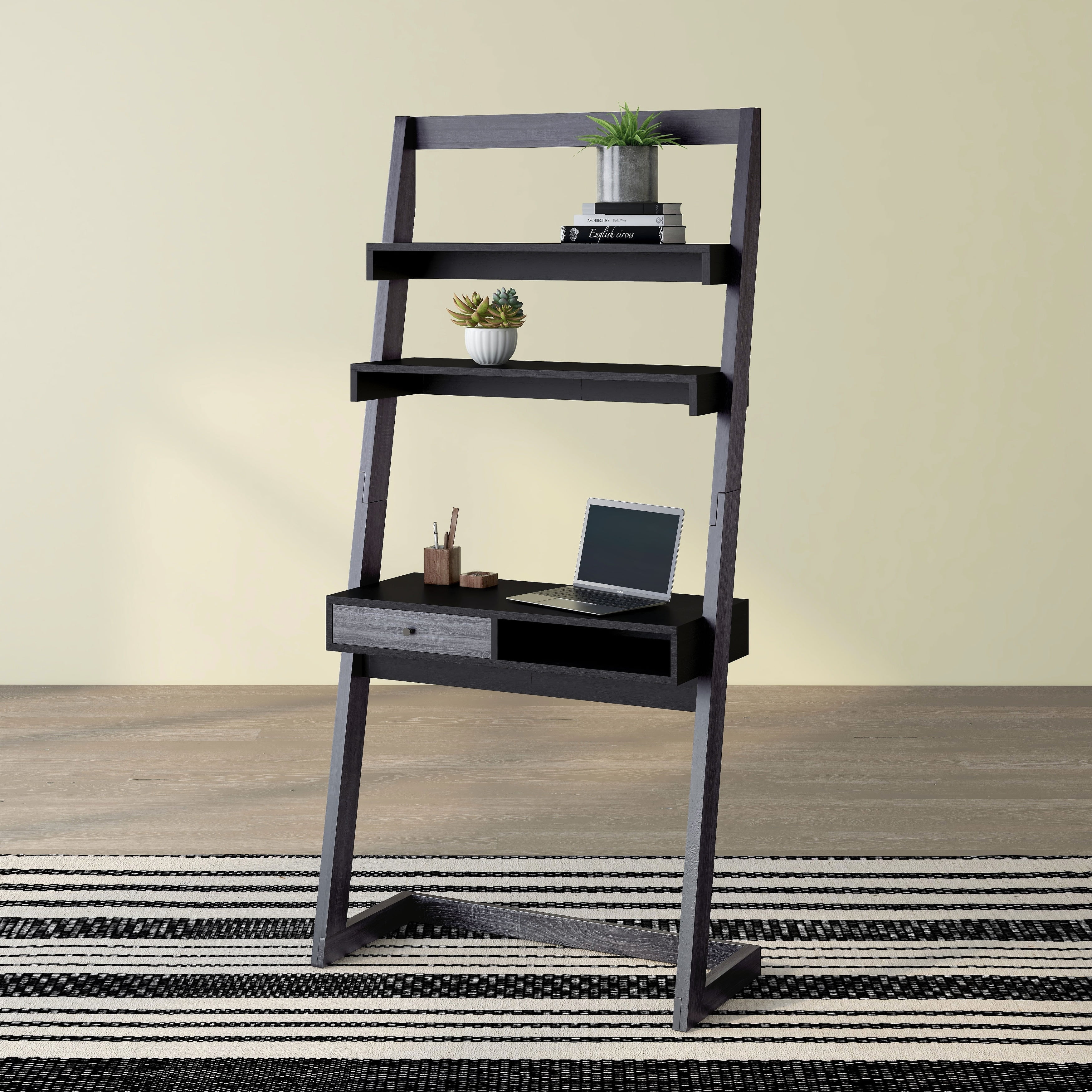 Denhour DH BASIC Space Saving 70" Tall Angled Ladder Desk by Distressed ...