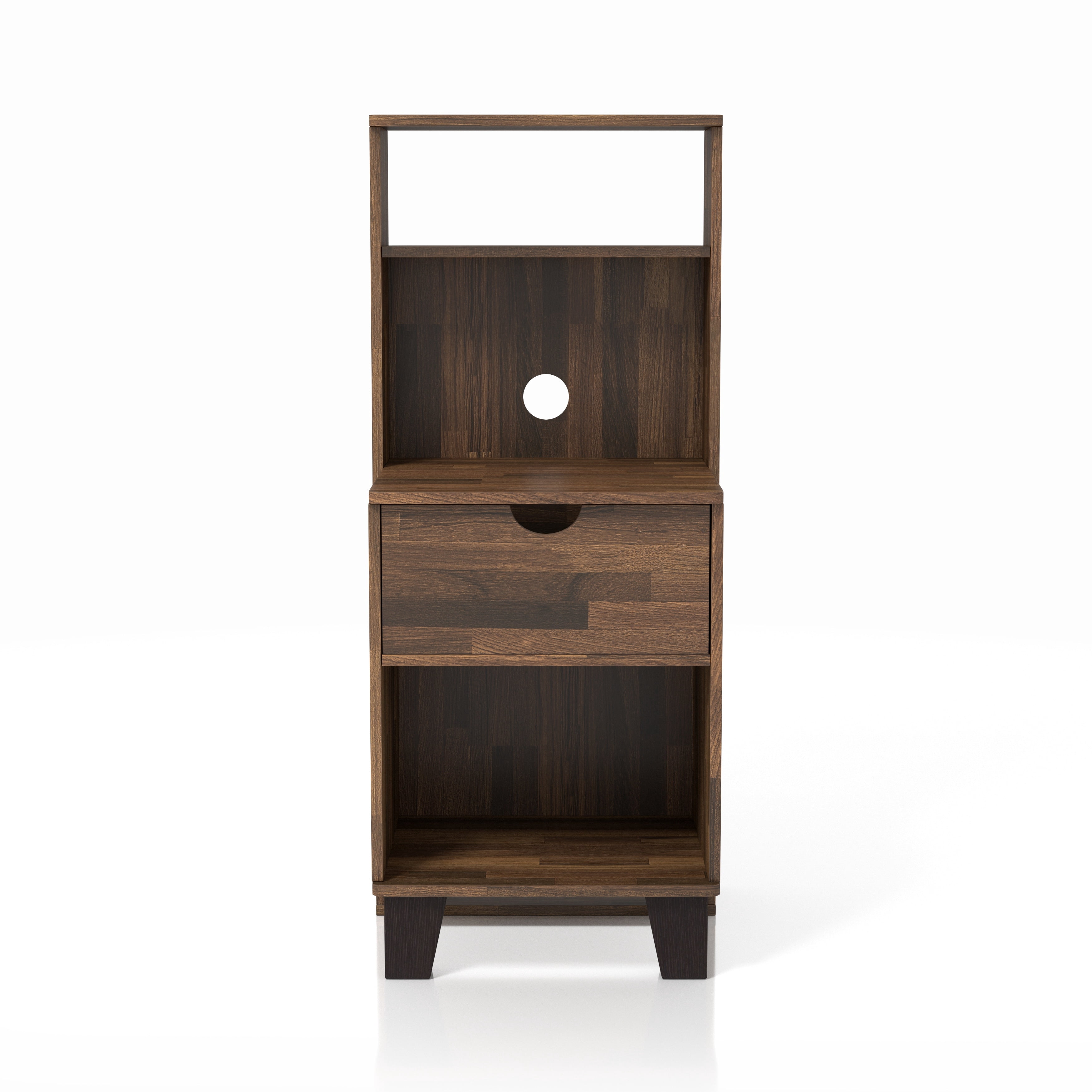 Denhour DH BASIC Transitional Compact 3-Shelf Single-Drawer Nightstand ...