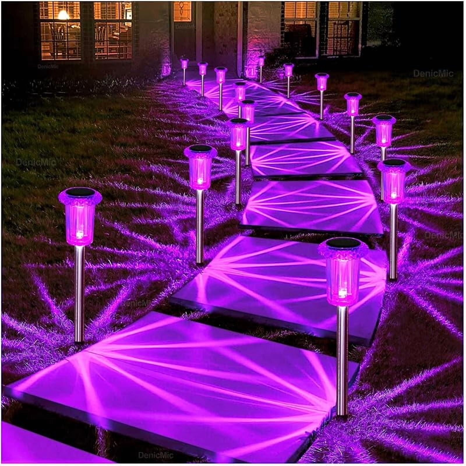 DenicMic Halloween Solar Lights Outdoor 10 Pack Purple LED Waterproof ...