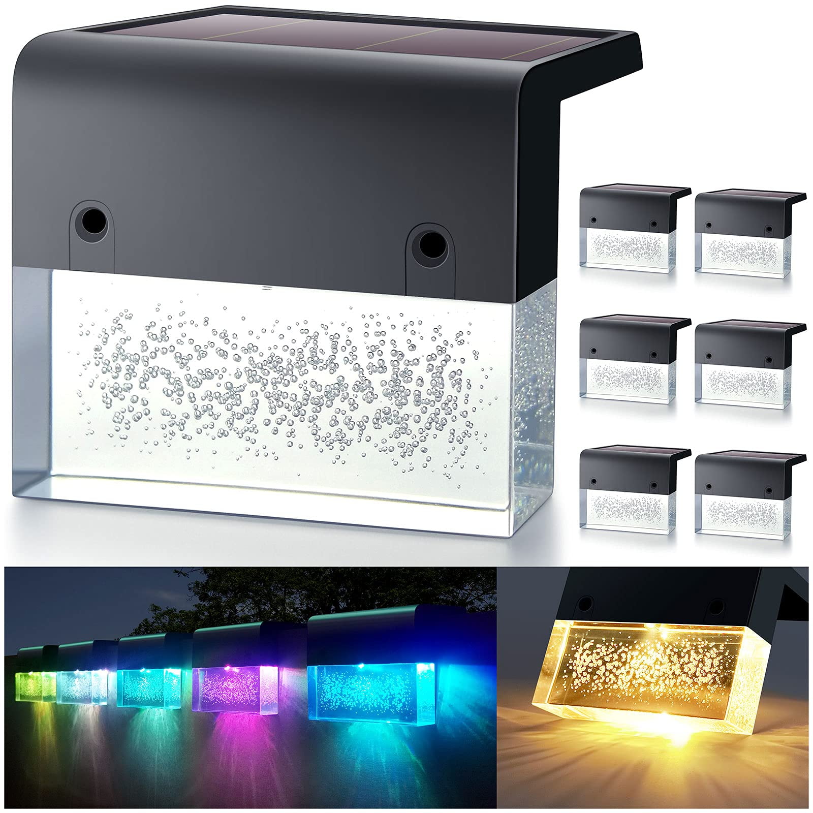 DenicMic Solar Deck Lights, Led Solar Step Lights for Stair, Fence ...