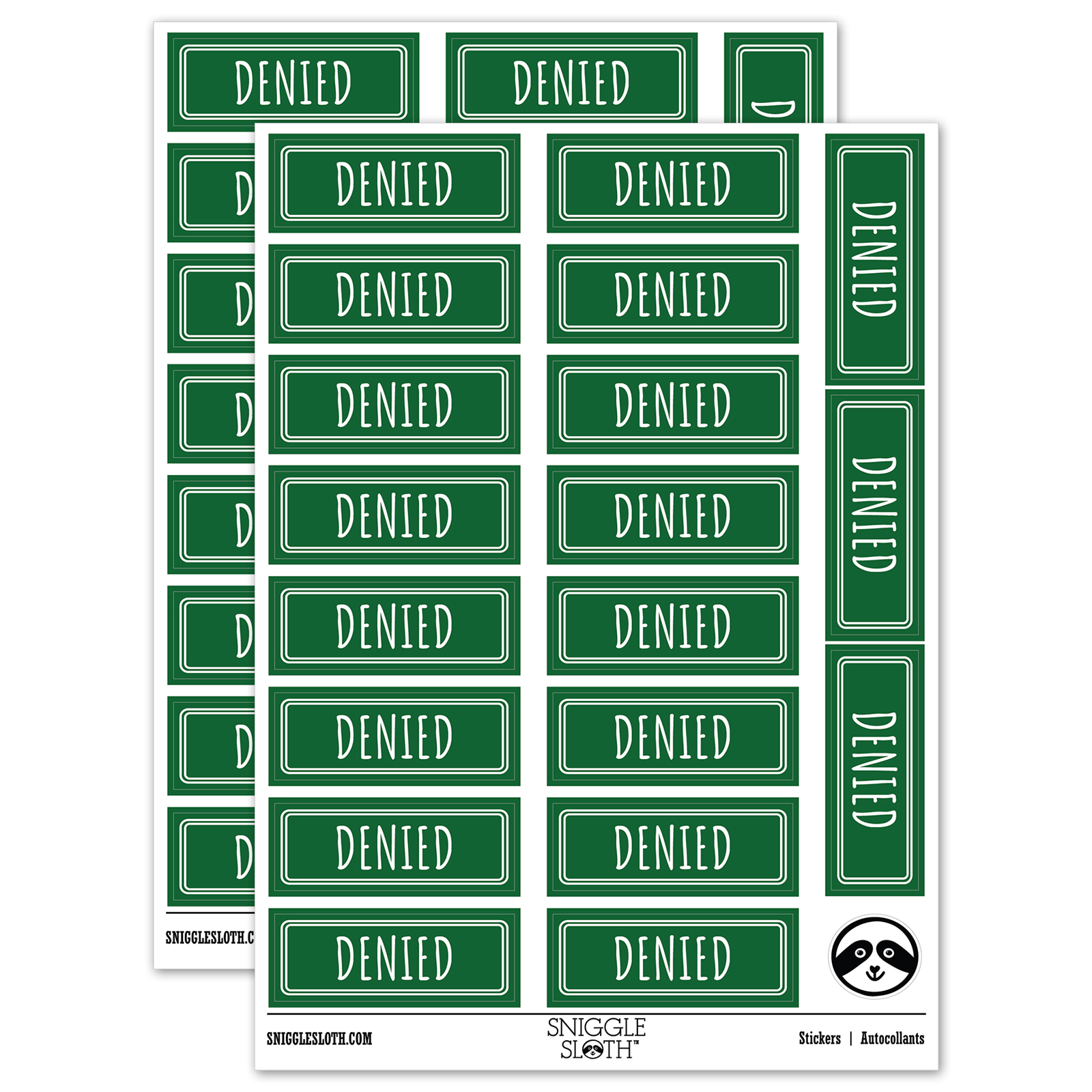 Denied Double Line Border Sticker Set - Dark Green - Gloss Finish - 2. ...
