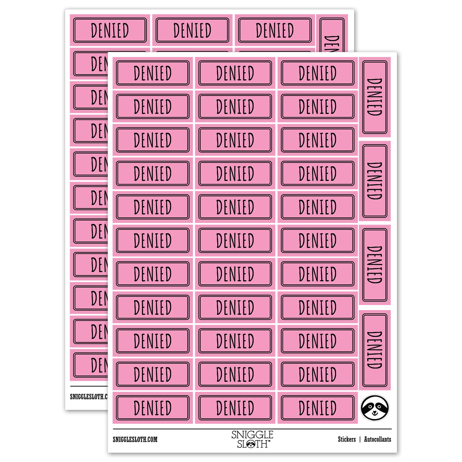 Denied Double Line Border Sticker Set - Light Pink - Matte Finish - 1.5 ...