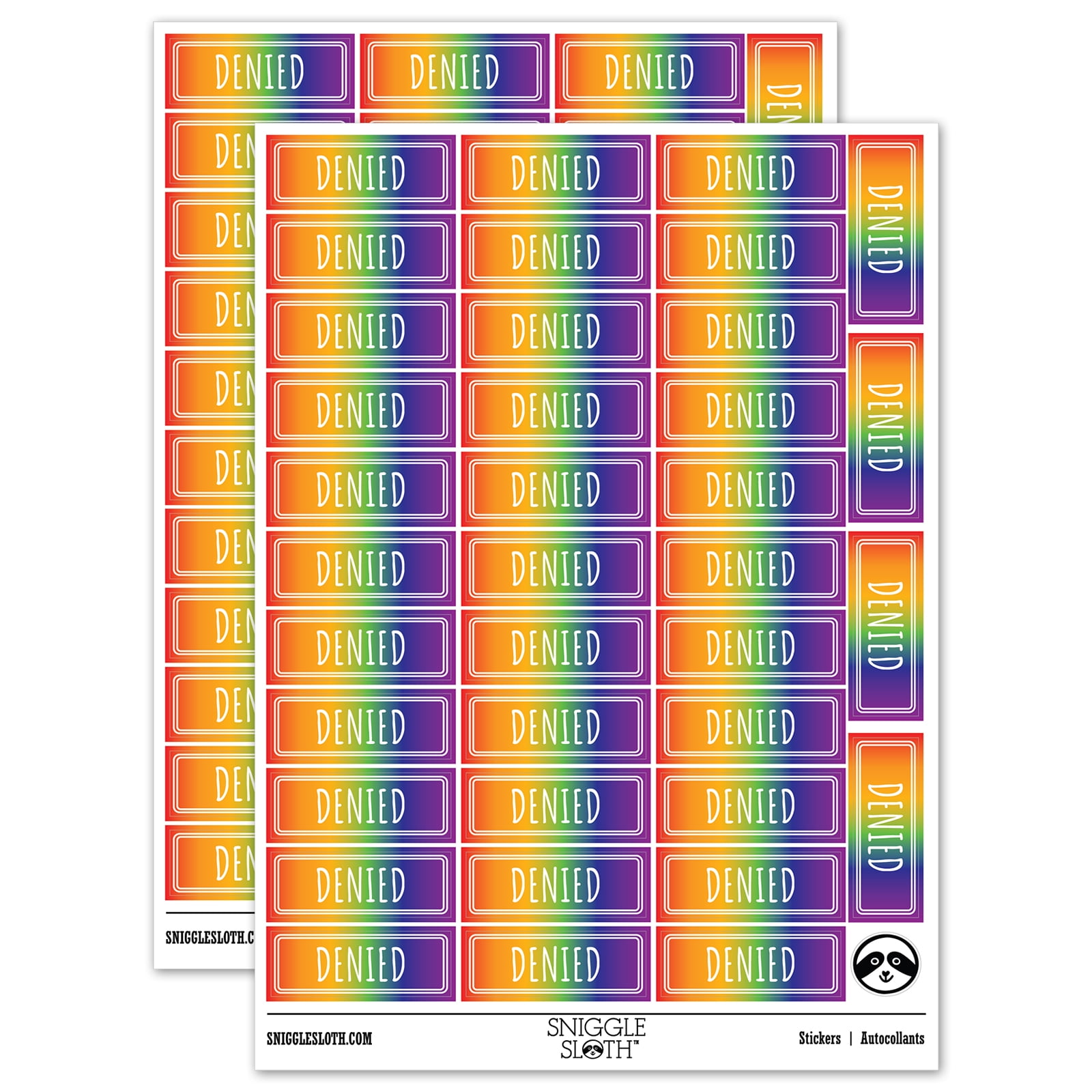 Denied Double Line Border Sticker Set - Rainbow - Matte Finish - 1.5 ...