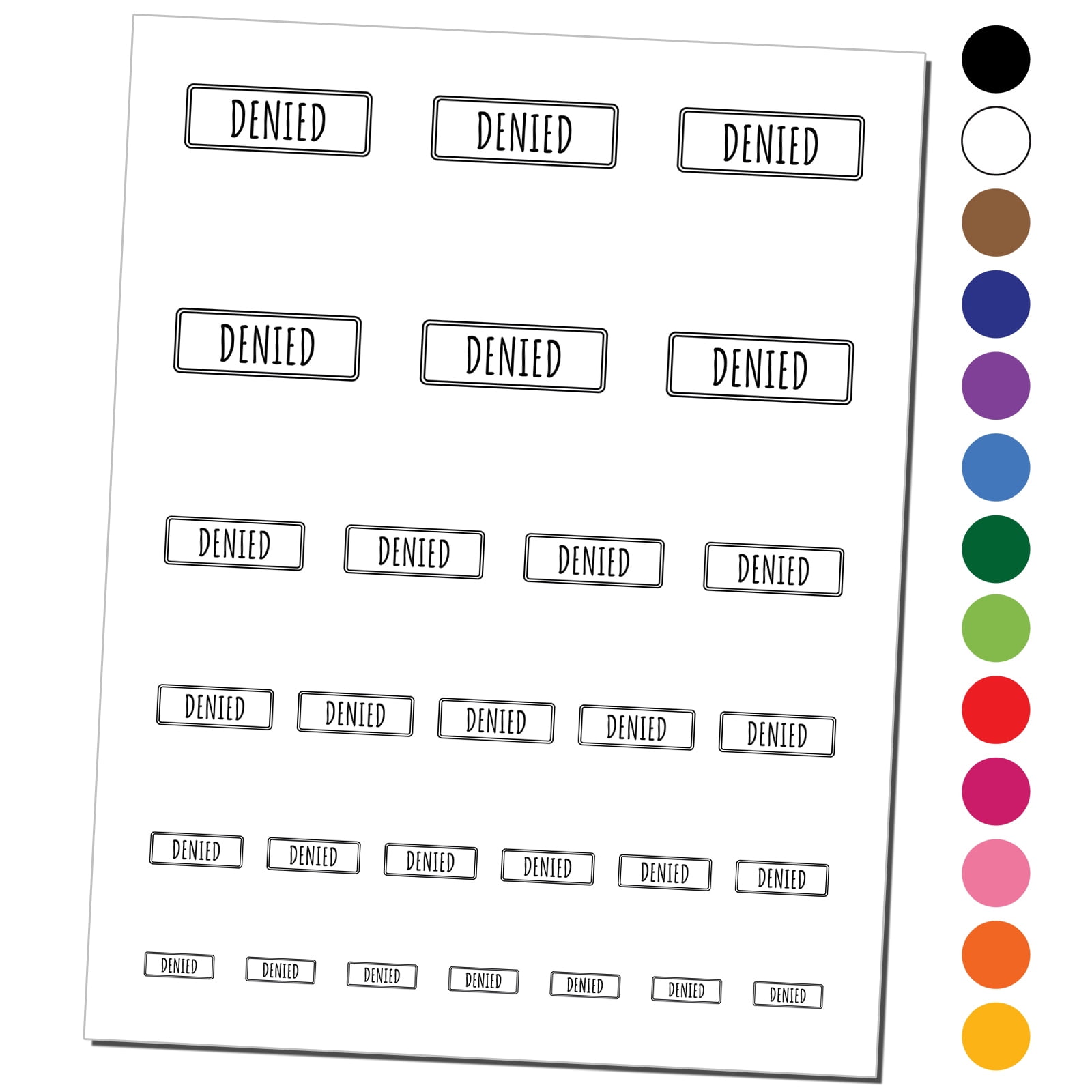 Denied Double Line Border Water Resistant Temporary Tattoo Set Fake ...