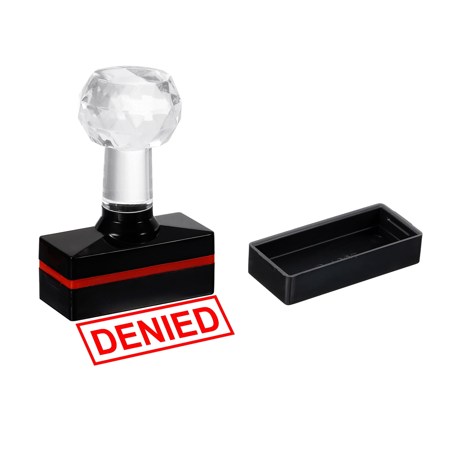 Uxcell Black Plastic Stamp Self Inking Red Ink Office Stamps Pre Inked ...