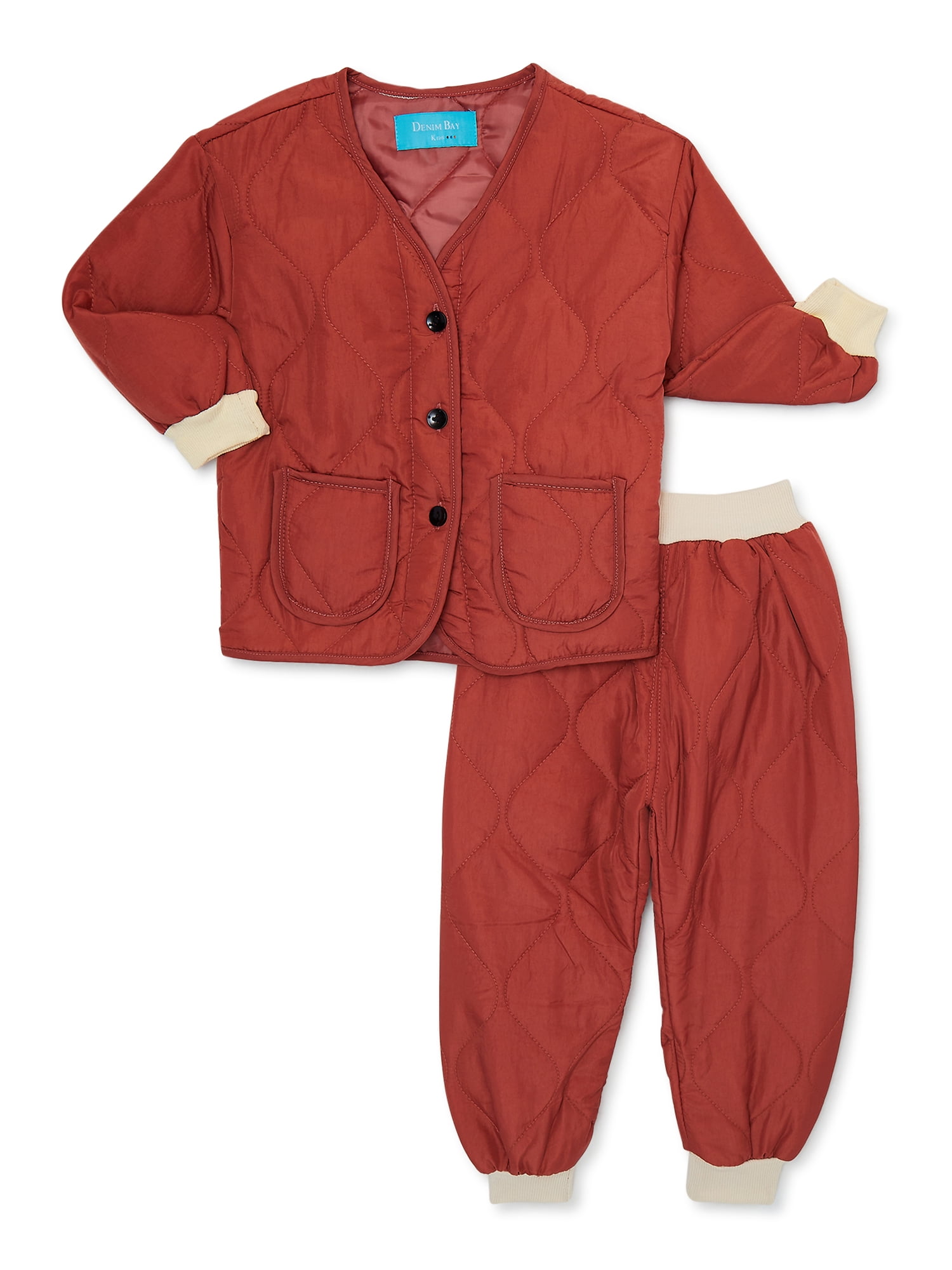 Denim Bay Toddler Girls Quilted Jacket and Pant Set, 2-Piece, Sizes 12M ...
