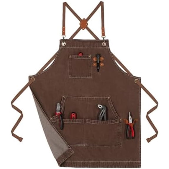 Denim Bbq Apron for Men Women with Pockets Adjustable Cross Back Chef ...