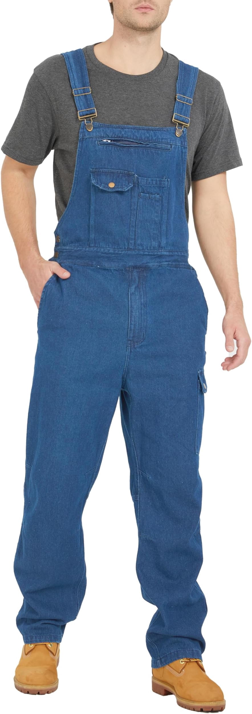 Denim Bib Overalls for Men Relaxed Fit Work Jeans Workwear - Walmart.com